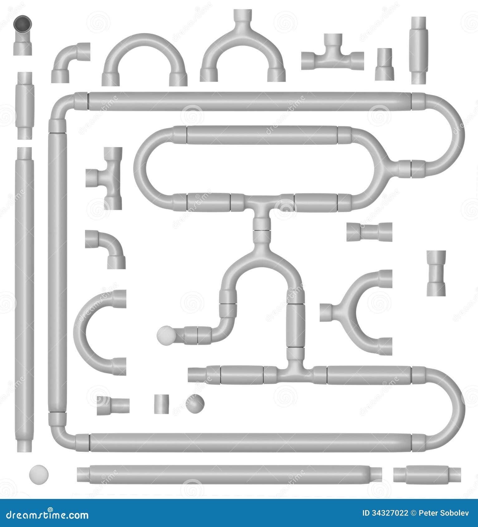 Plastic pipe fittings set stock illustration. Illustration of component ...