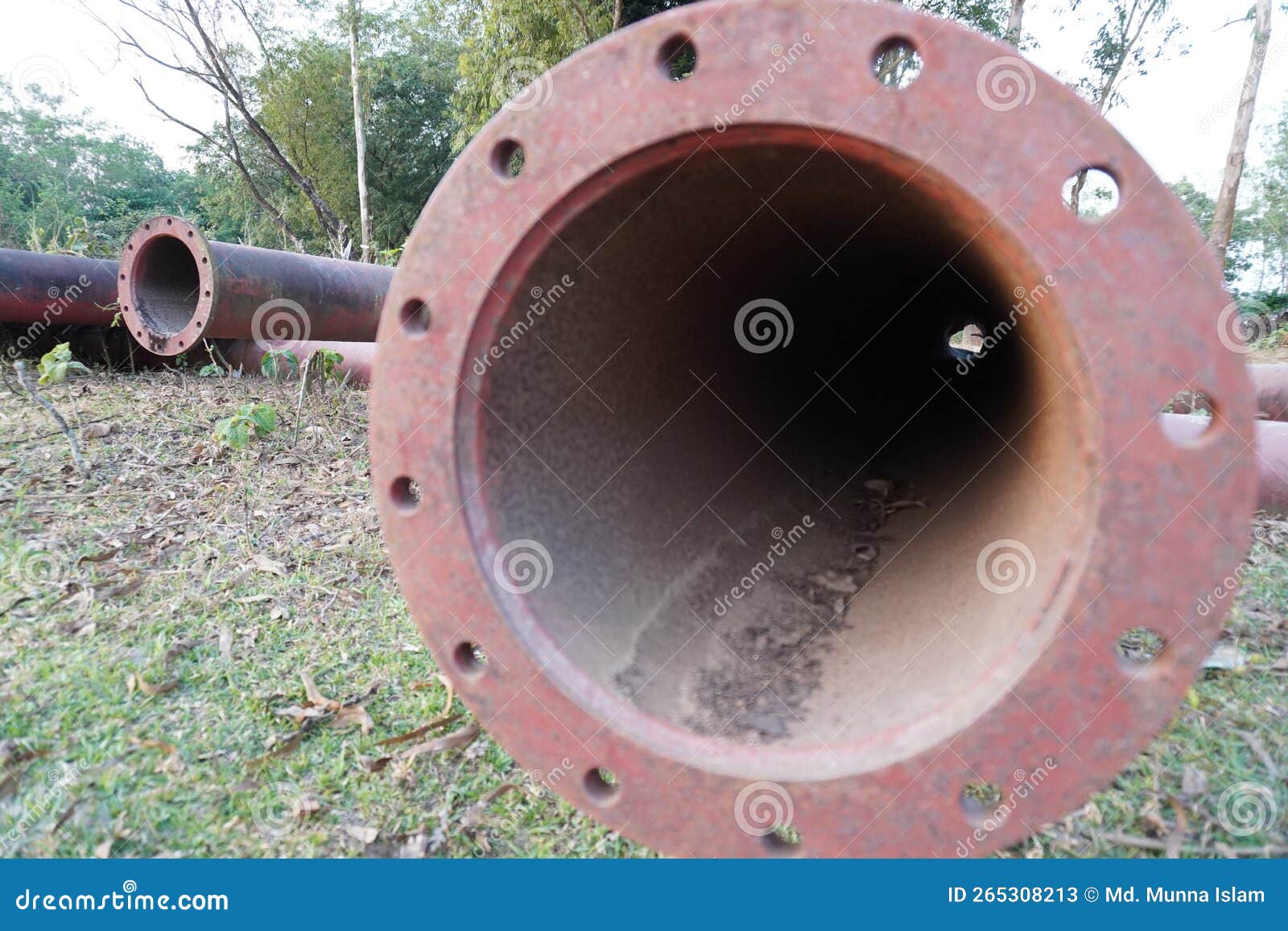 A Plastic Pipe Lying on the Territory of the Construction Site for the ...