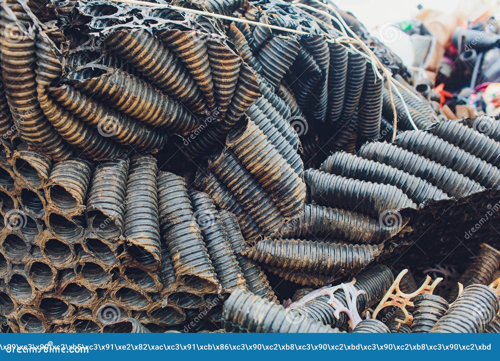 Plastic Pipe and Materials for Constructions Waste Sorting. Stock Photo ...