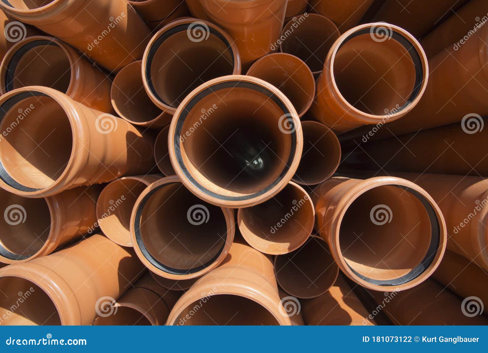 Plastic pipes inn a bundle stock photo. Image of water - 181073122