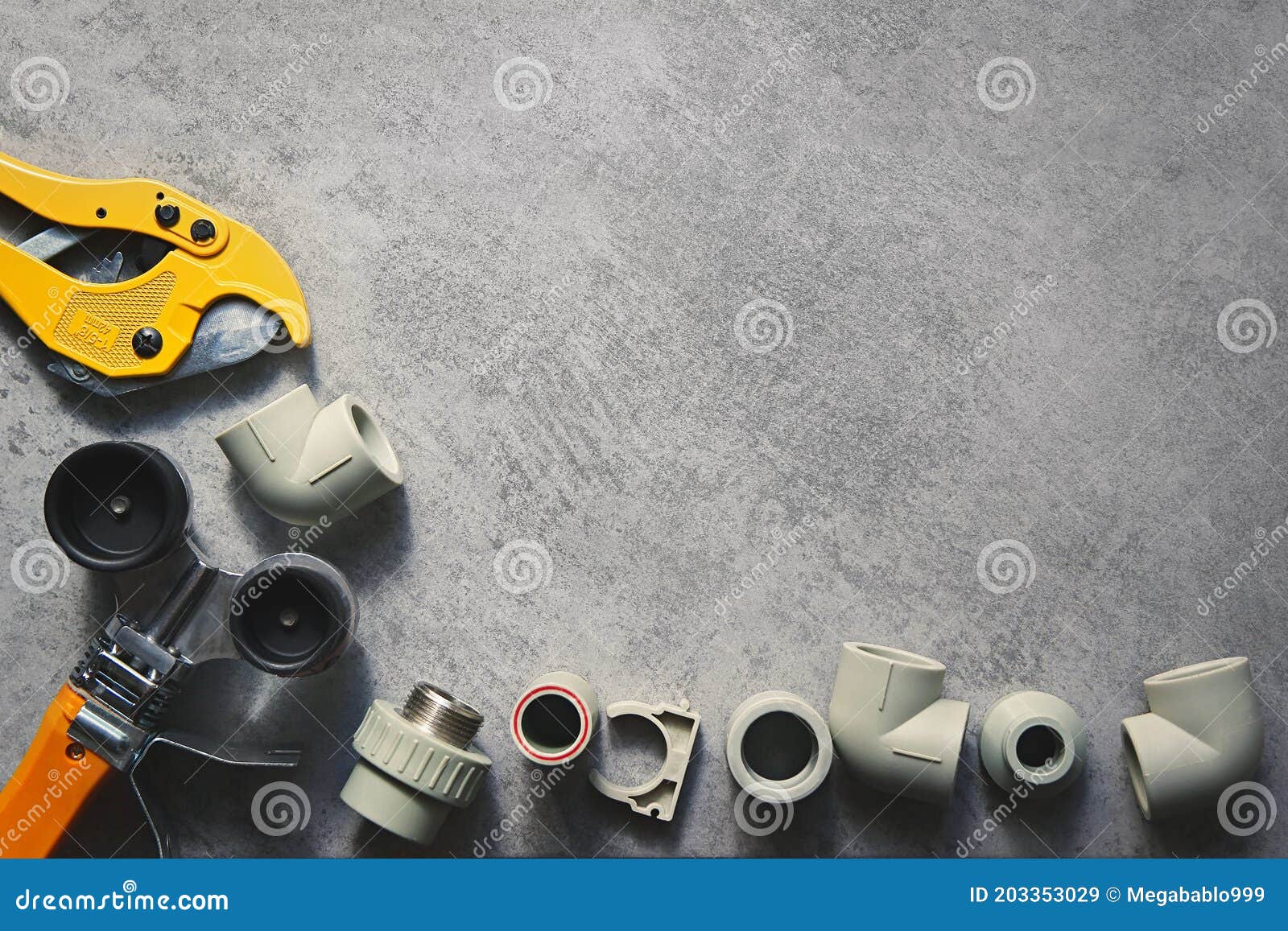 Plastic Pipes for the Water System, Soldering Iron, Pipe Cutting Tool ...