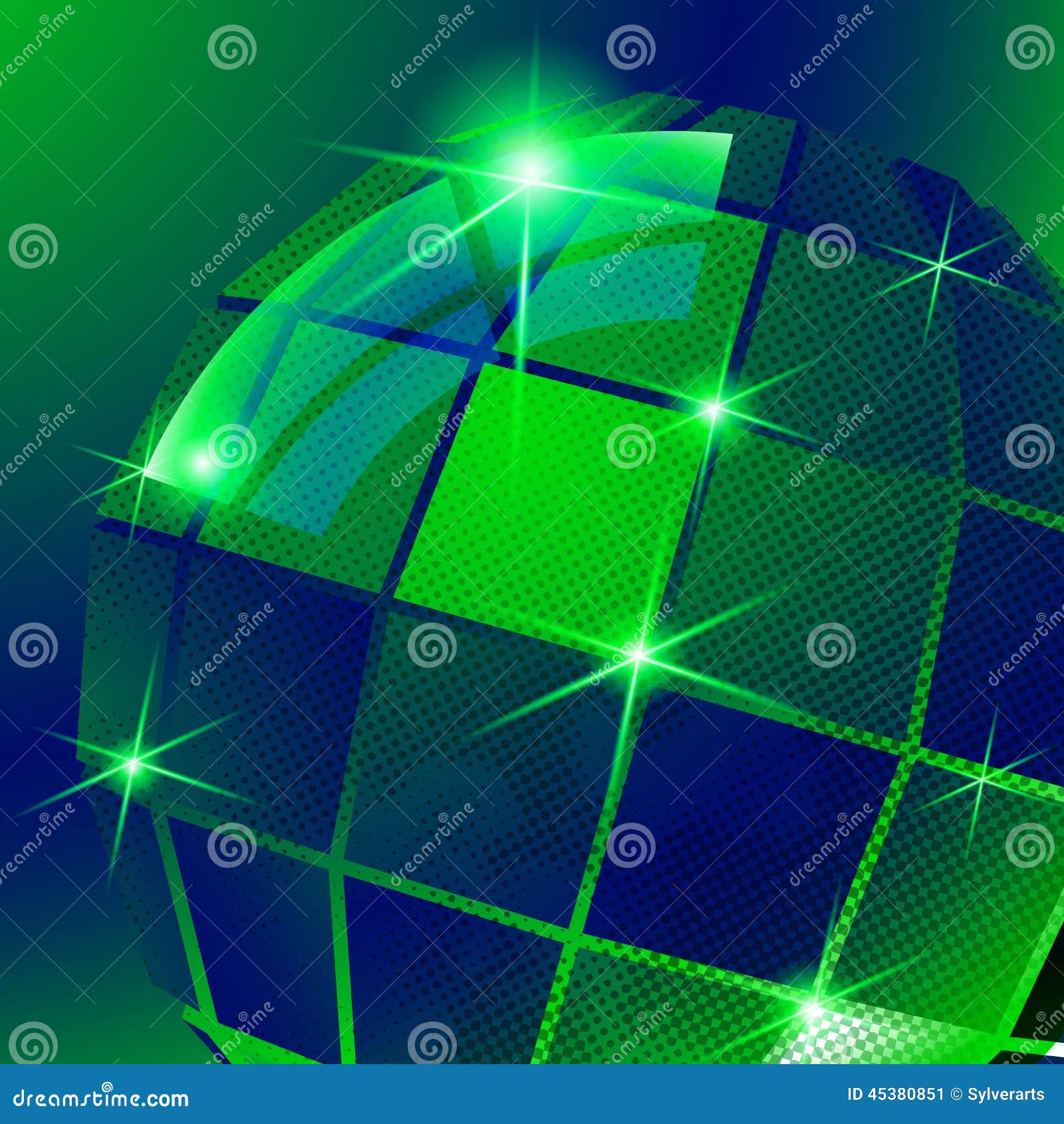 Plastic Pixilated Background with 3d Sphere, Synthetic Stock Vector ...