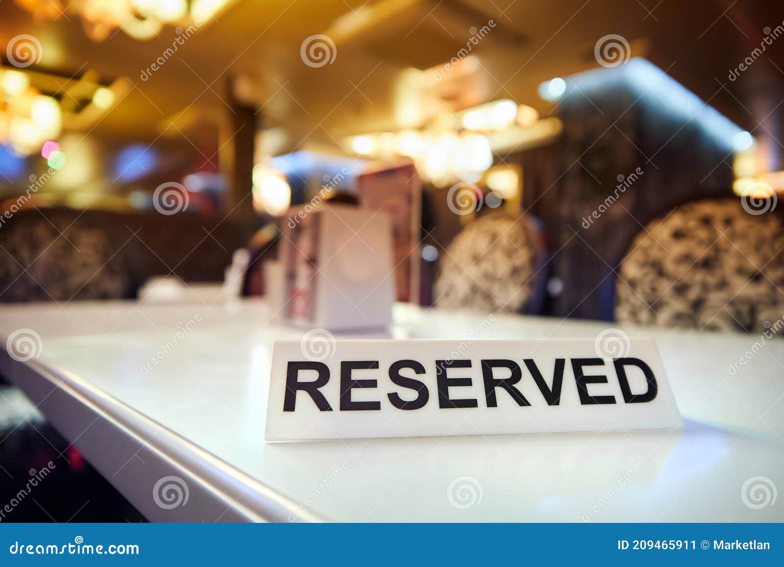 Plastic Plaque with the Inscription Reserved on the Restaurant Table ...