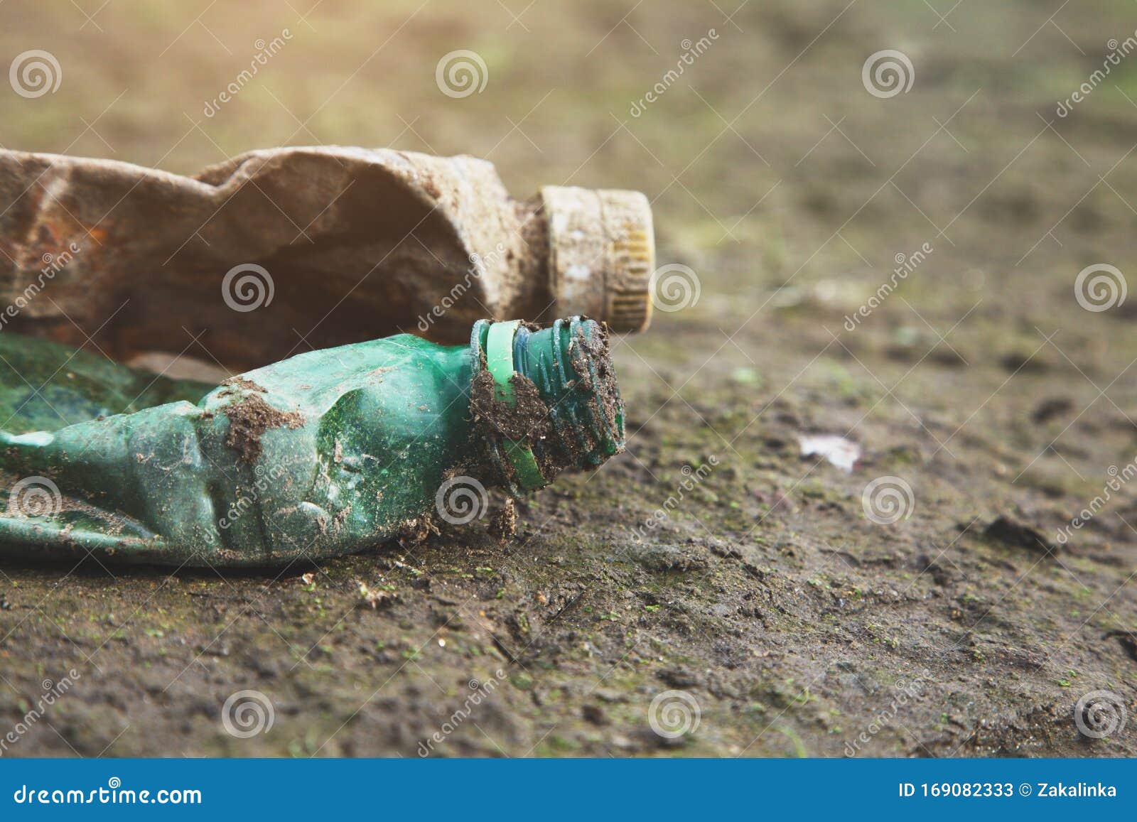 Spilled Garbage (plastic And Glass Bottles, Disposable Cups, Forks And ...