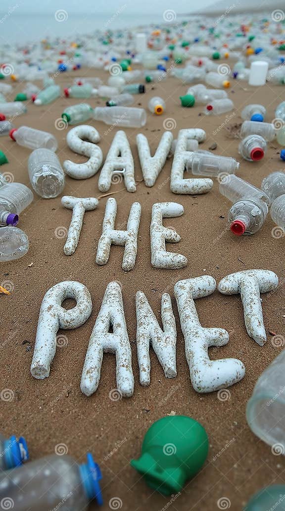 Plastic Pollution Message on Beach Emphasizes Environmental ...