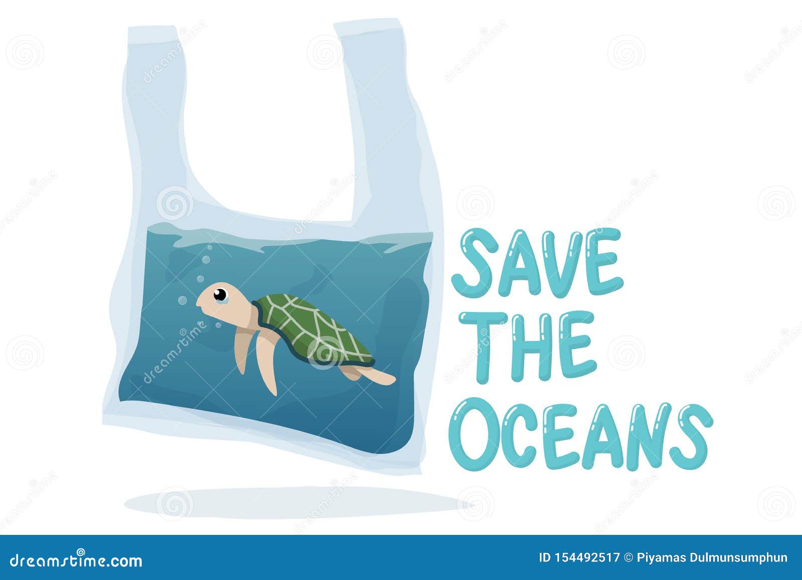 Plastic Pollution In Ocean Environmental Problem Concept. Poor Turtle ...