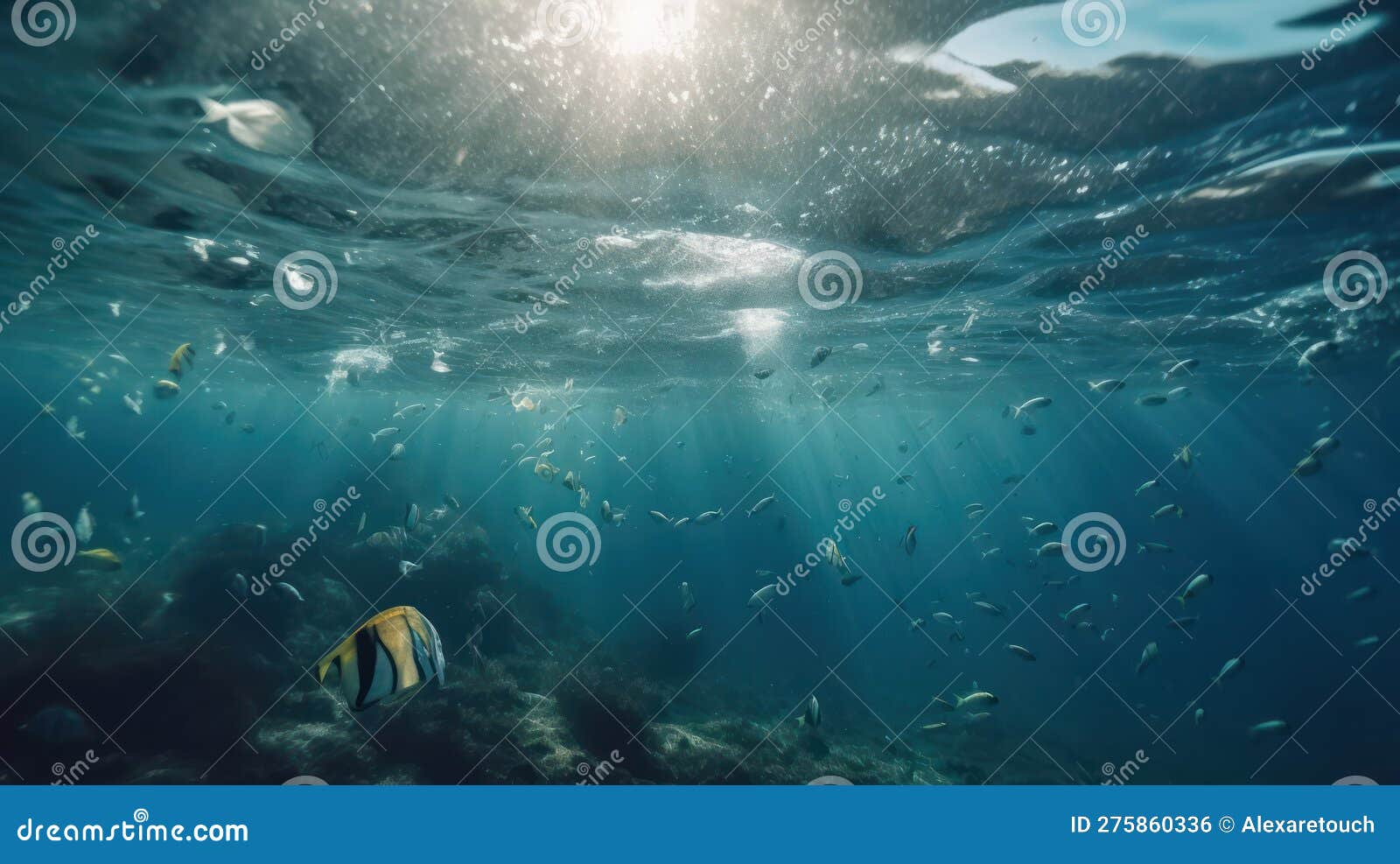 Plastic Pollution in Ocean Environmental Problem. Underwater Trash ...