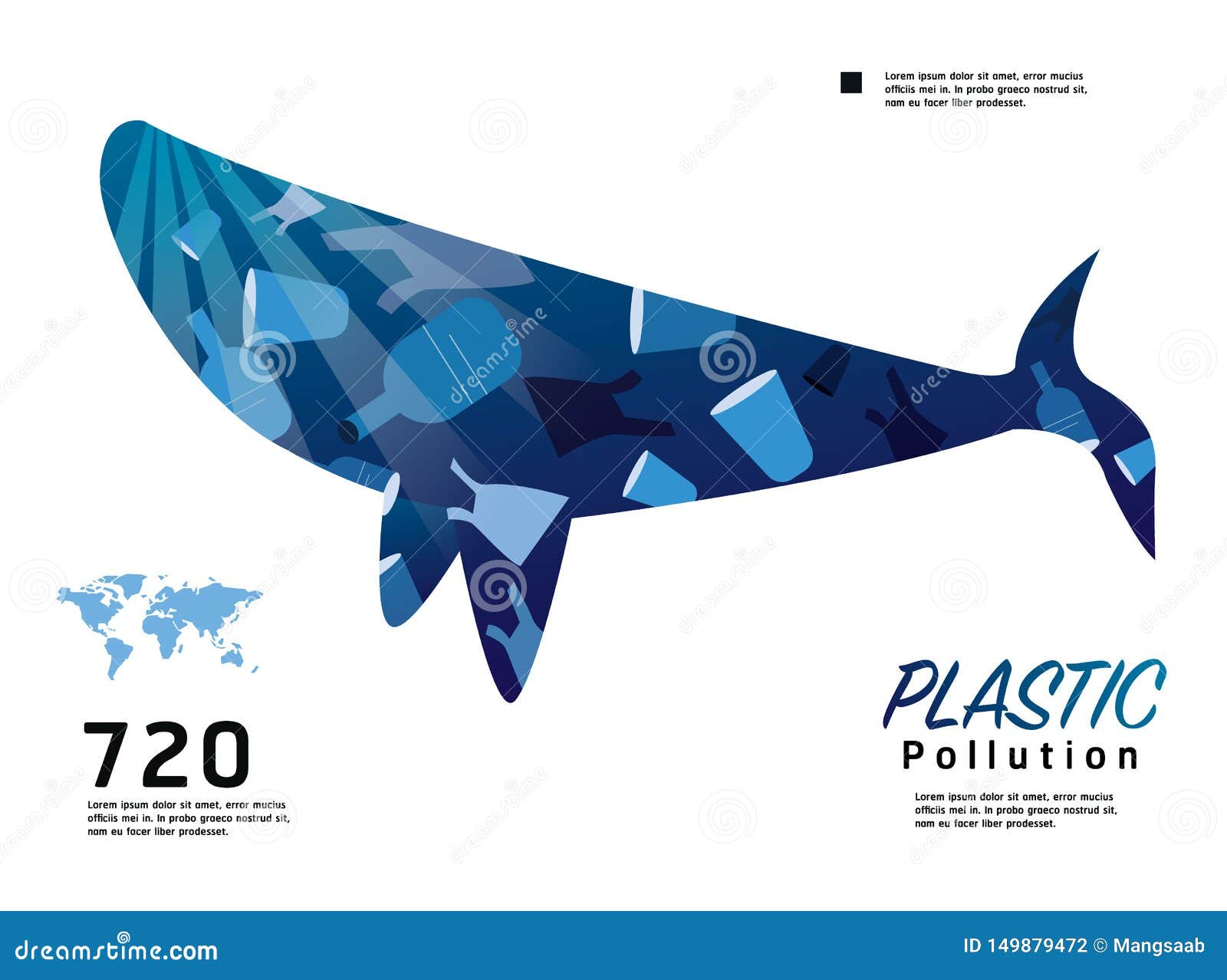 Plastic Pollution in Ocean Environmental Problem. Stock Vector ...