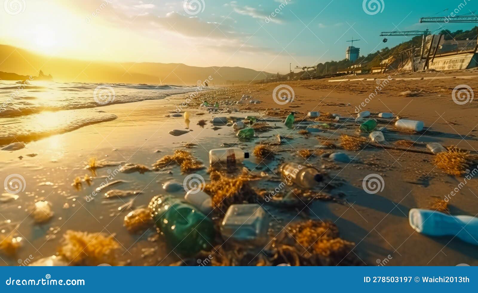 Plastic Pollution In Ocean. Problem Plastic Bottles And Microplastics ...
