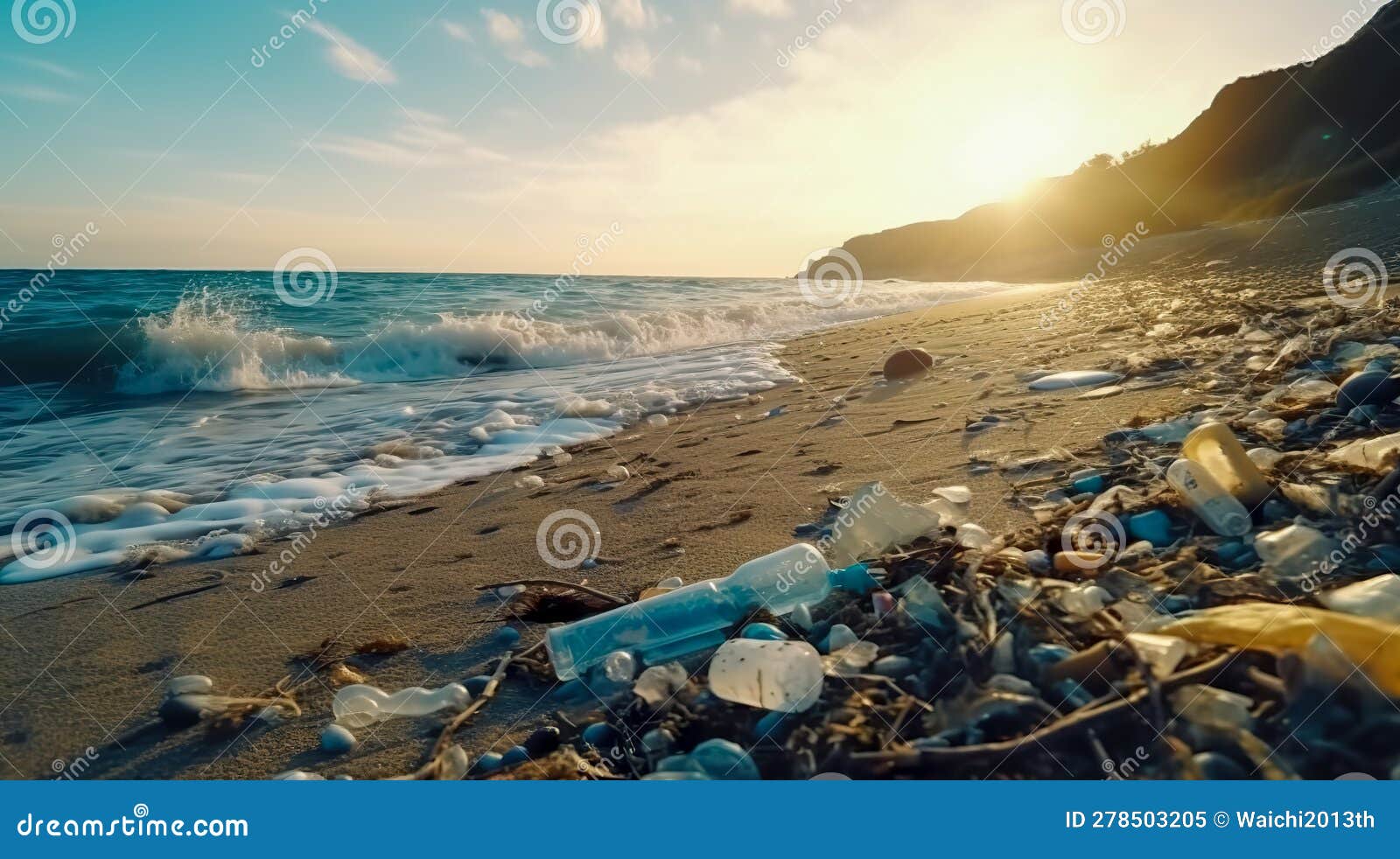 Plastic Pollution in Ocean. Problem Plastic Bottles and Microplastics ...