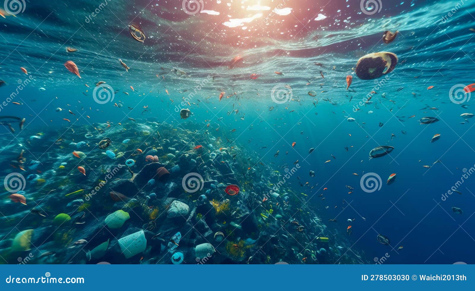 Plastic Pollution in Ocean. Problem Plastic Bottles and Microplastics ...