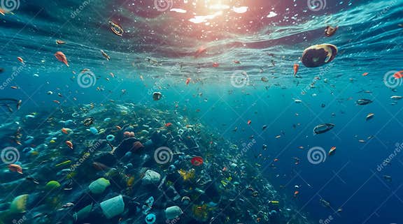 Plastic Pollution in Ocean. Problem Plastic Bottles and Microplastics ...