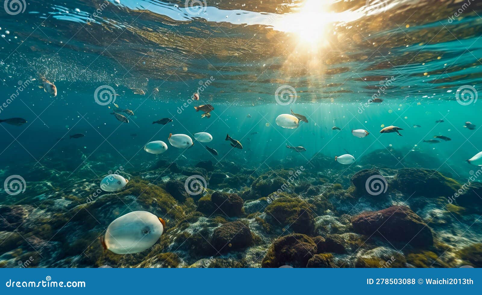 Plastic Pollution In Ocean. Problem Plastic Bottles And Microplastics ...