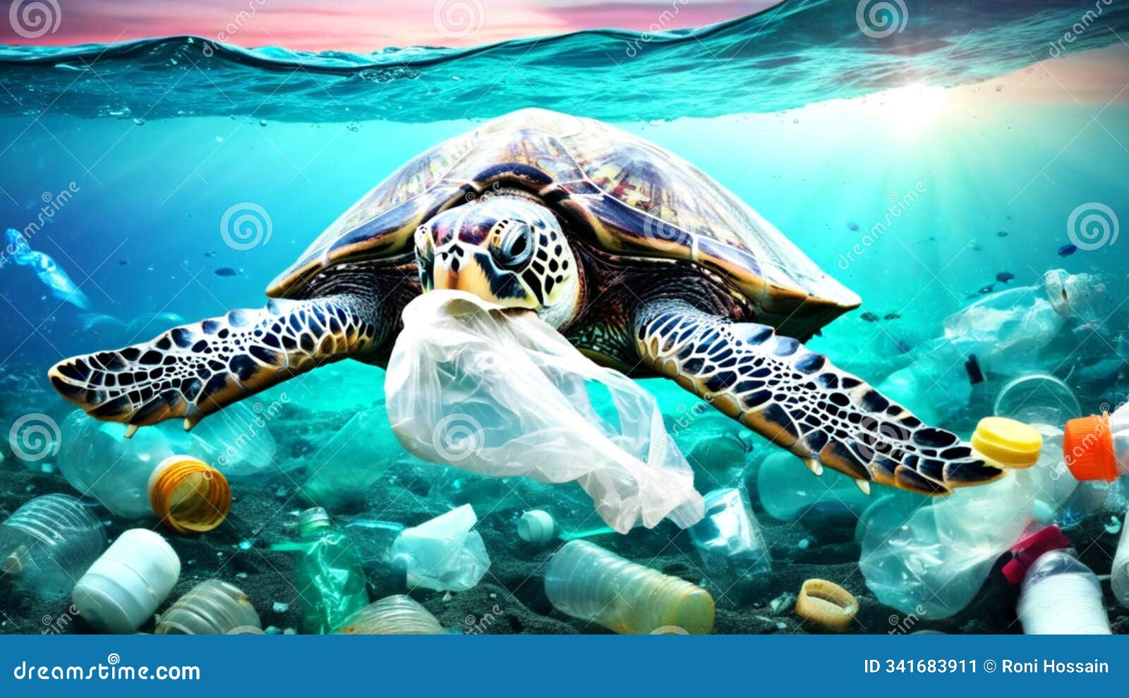 Plastic Pollution in Ocean - Turtle Eat Plastic Bag - Environmental ...