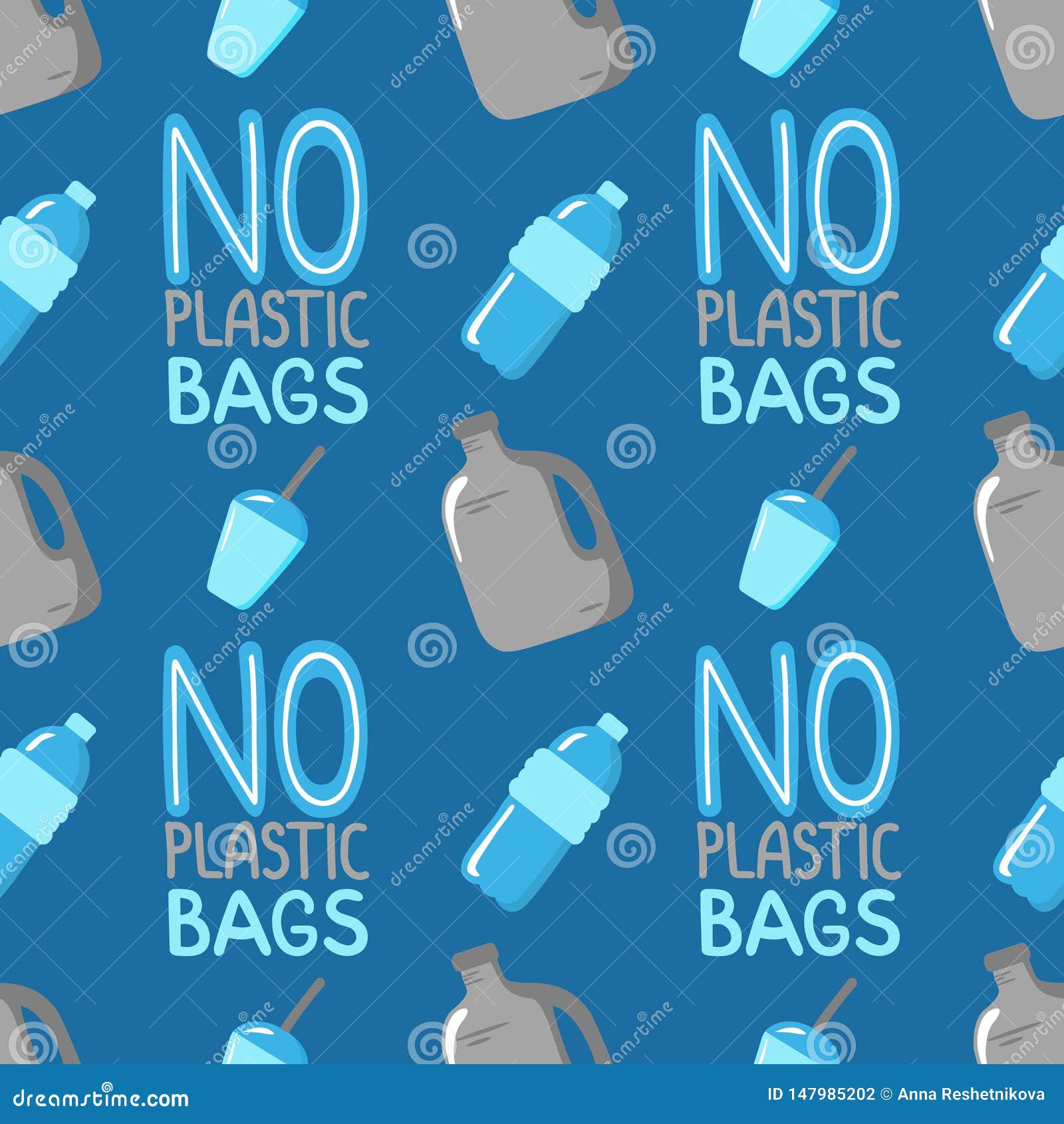 Plastic Pollution Pattern on White Background Stock Vector ...