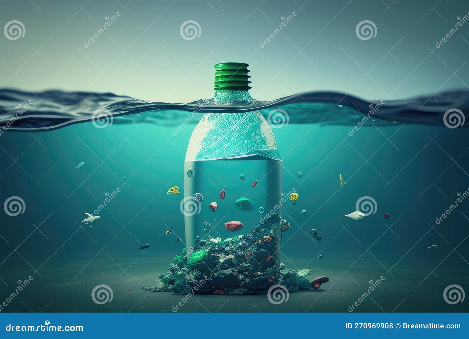 Plastic Pollution: Picture of Plastic Bottle Floating in the Ocean ...