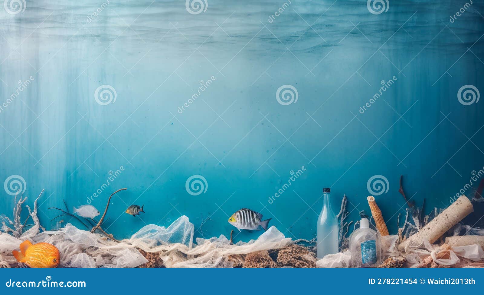 Plastic Pollution. Problem Plastic Bottles And Microplastics. Marine ...