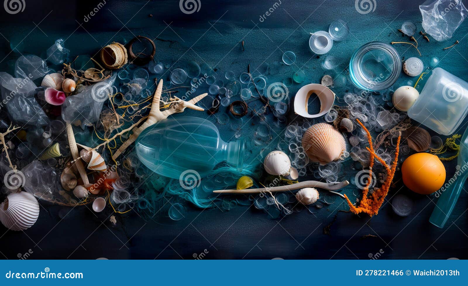 Plastic Pollution. Problem Plastic Bottles And Microplastics. Marine ...