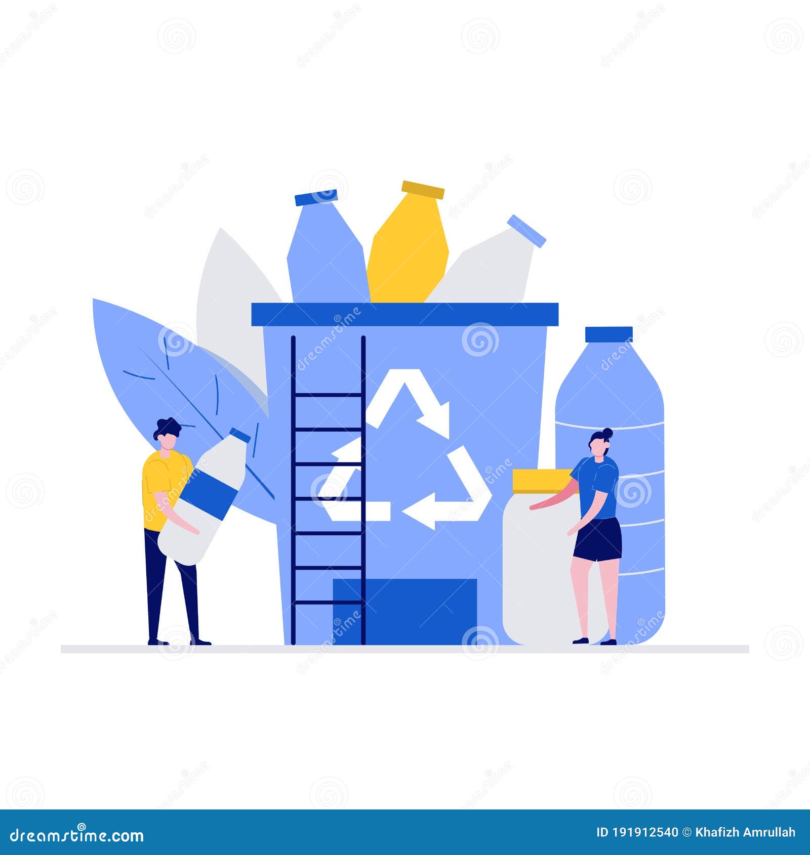 Plastic Pollution Problem Vector Illustration Concept with Characters ...