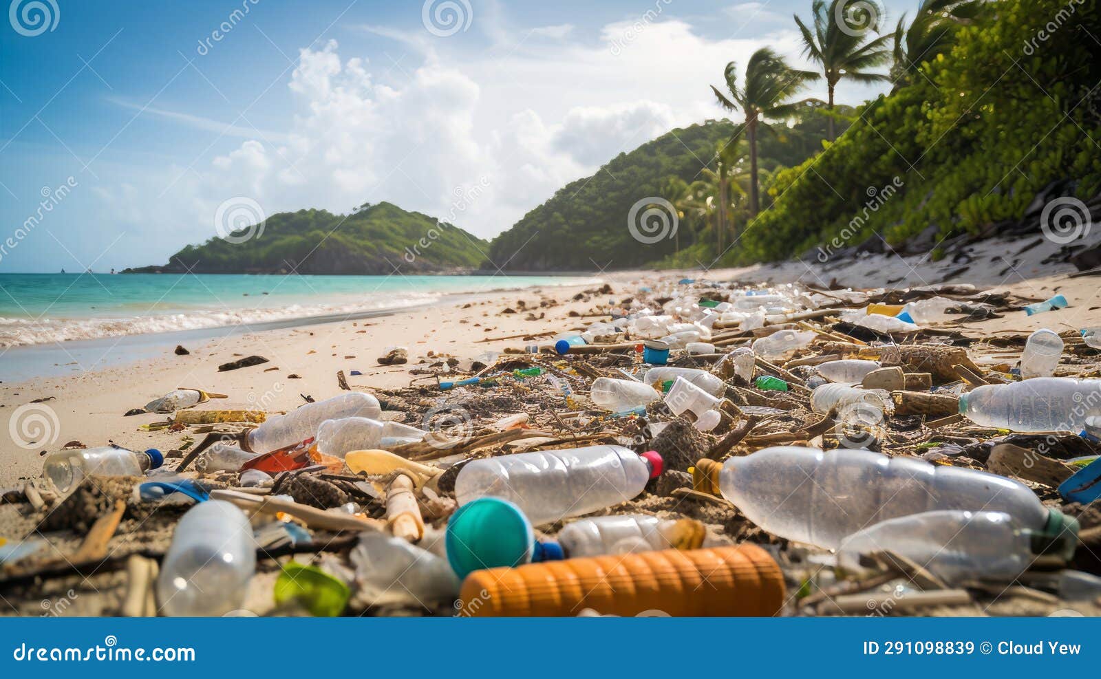Plastic Pollution on Remote Beach Stock Illustration - Illustration of ...