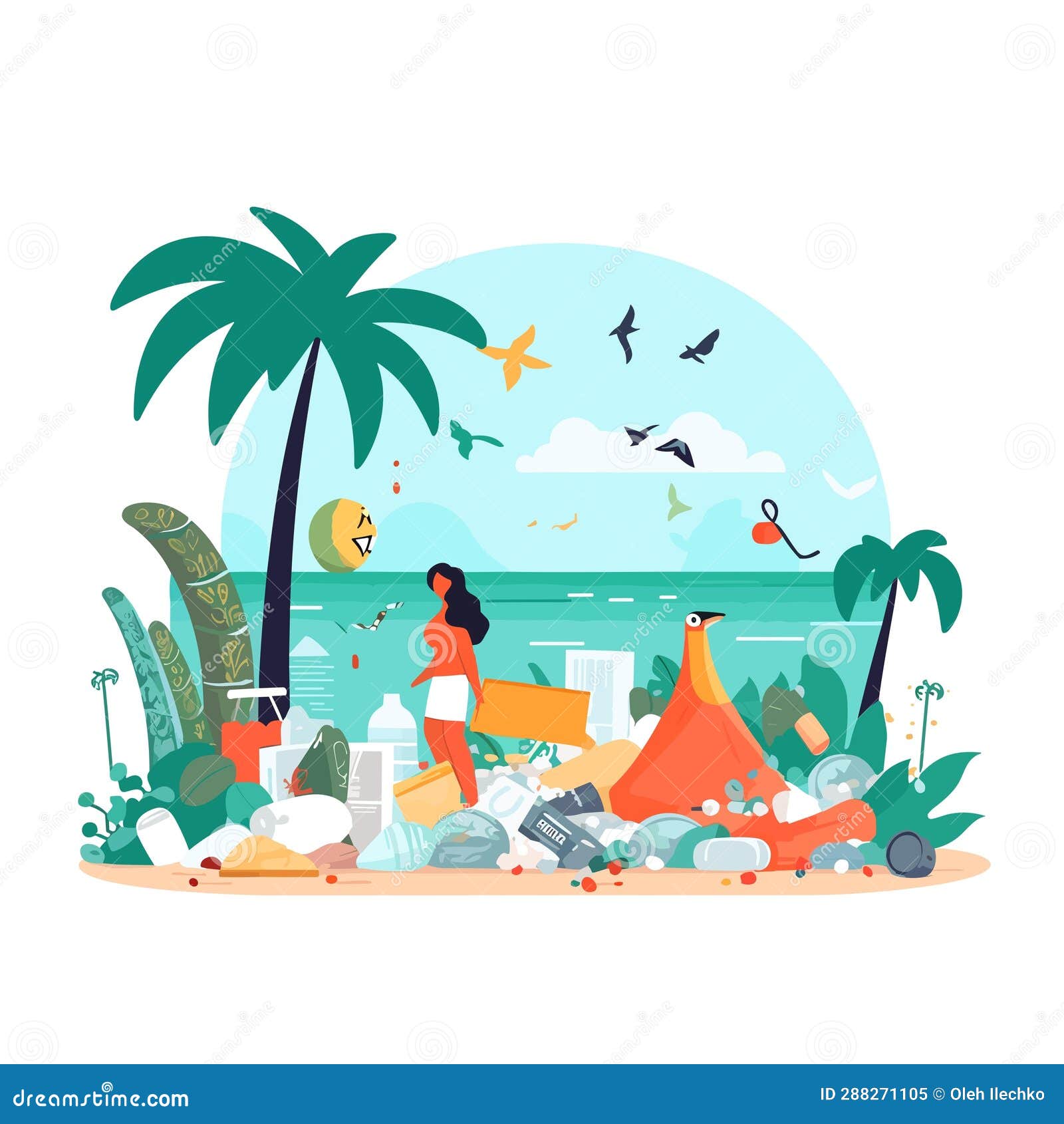 Plastic Pollution Vector Flat Minimalistic Isolated Illustration ...