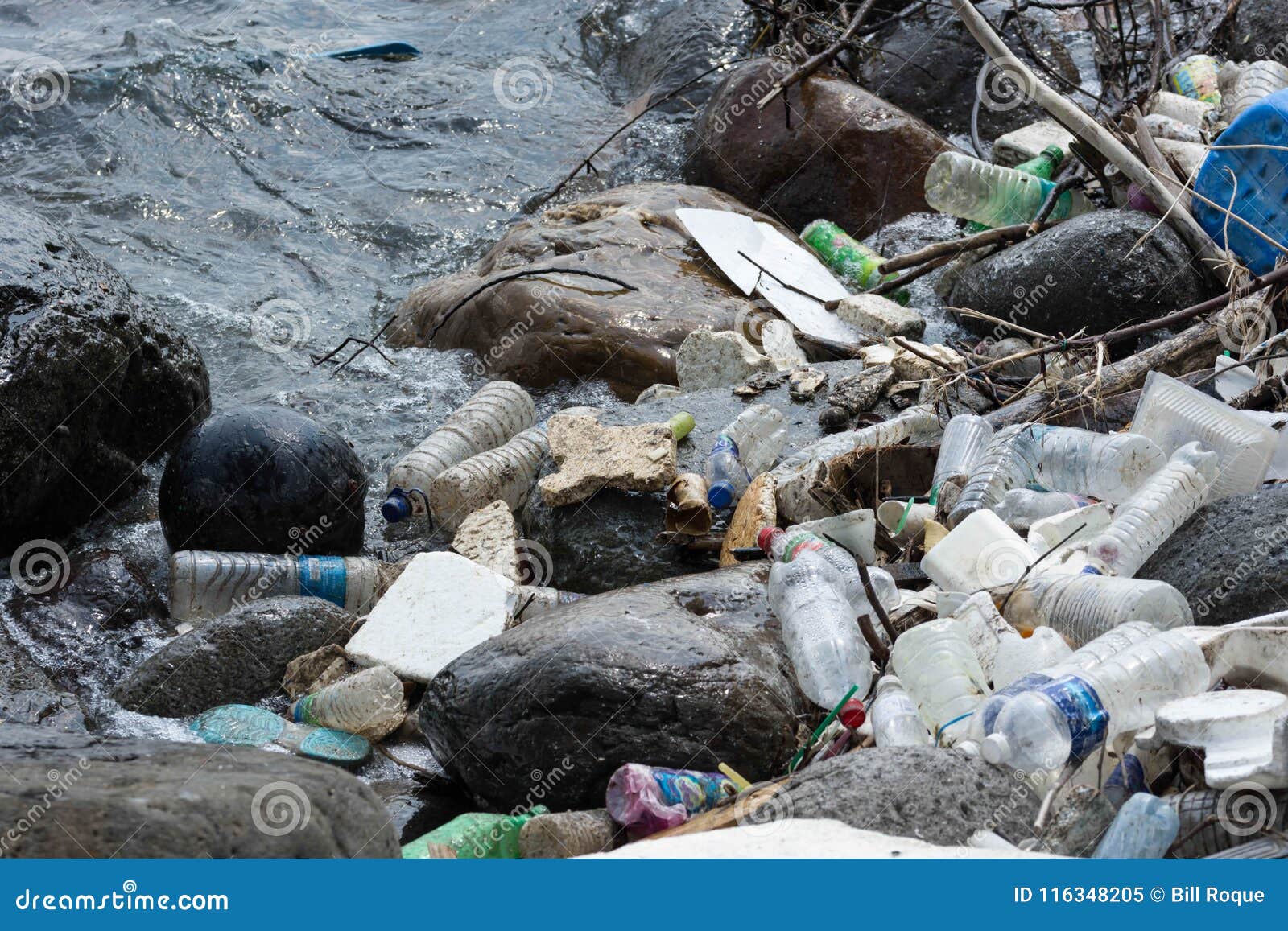 Plastic Pollution on Waters Damaging the Environment Stock Image ...
