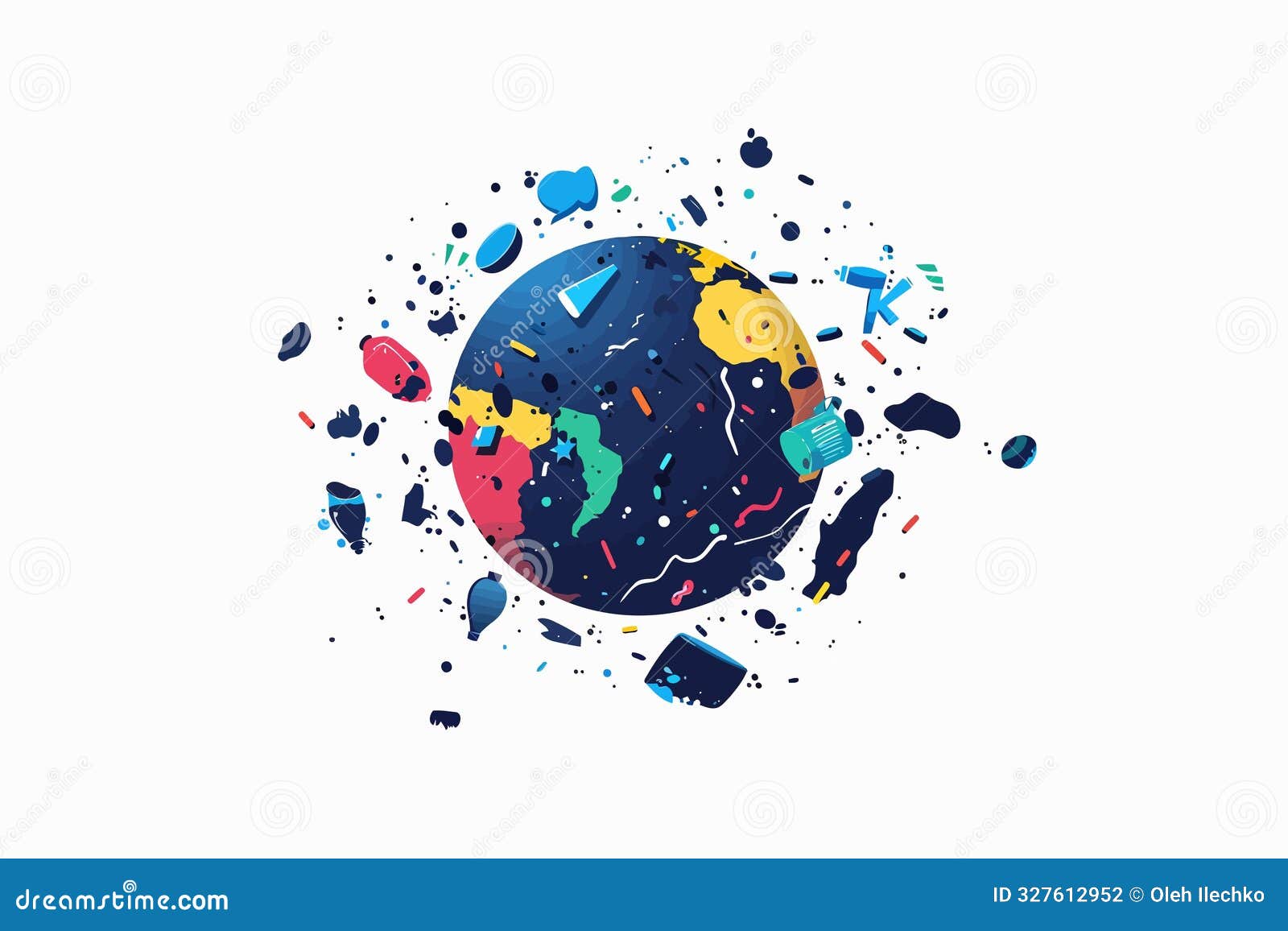 Plastic Polution of Earth Isolated Vector Style Stock Vector ...