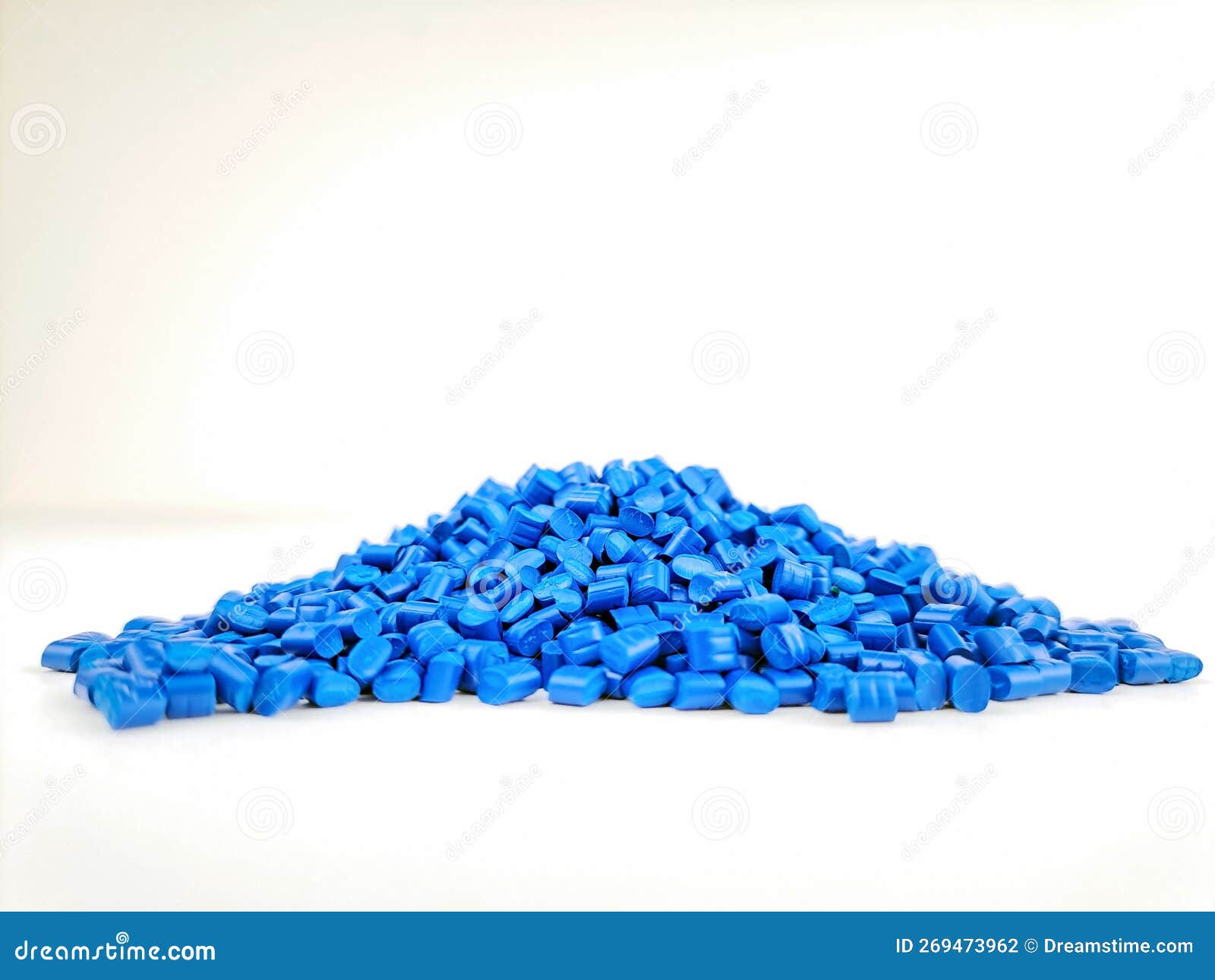 Plastic Polymer Granules Isolated Blue Color White Background Stock ...