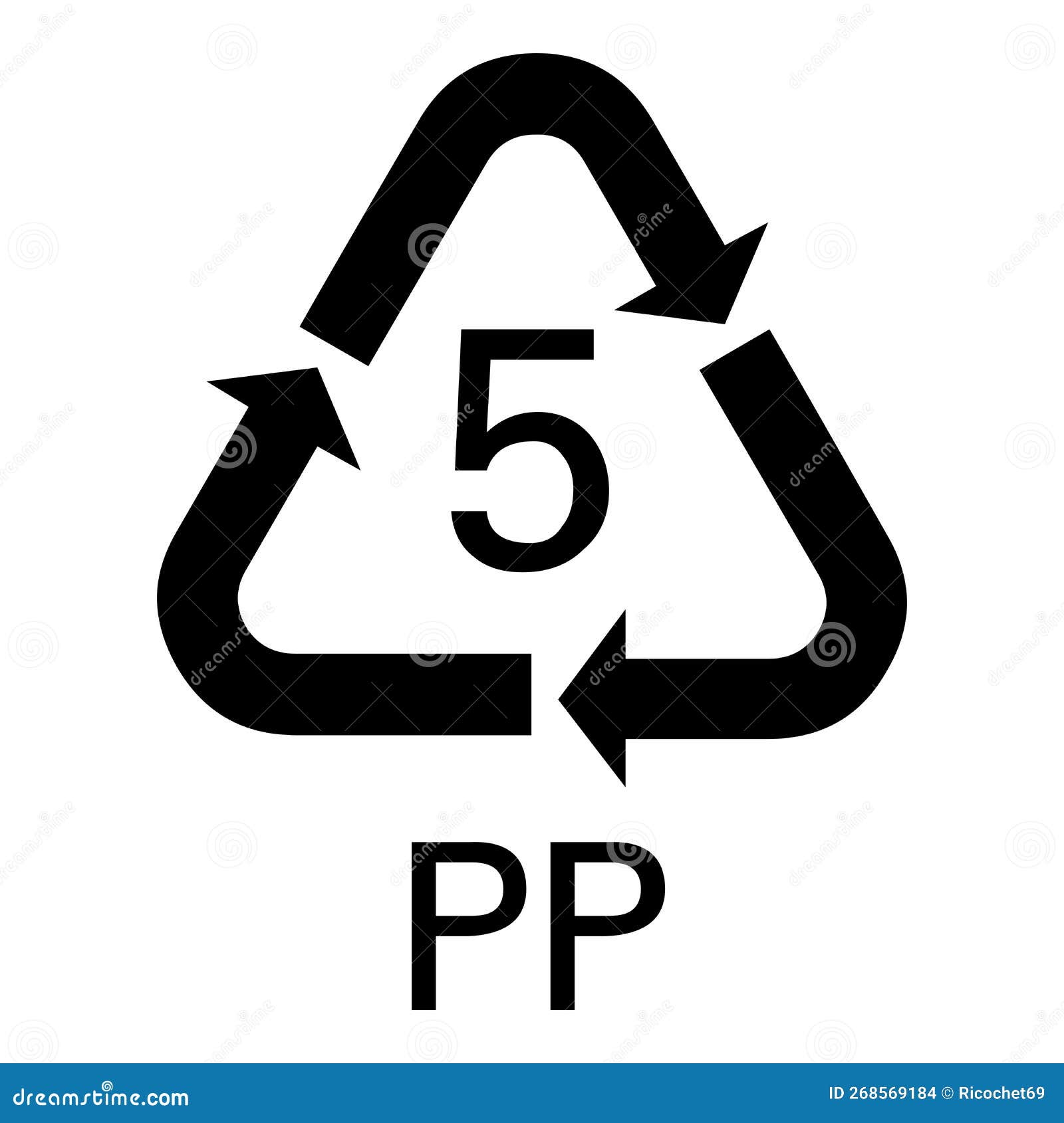 Plastic Polypropylene Recycling Code PP 5 Symbol Stock Illustration ...