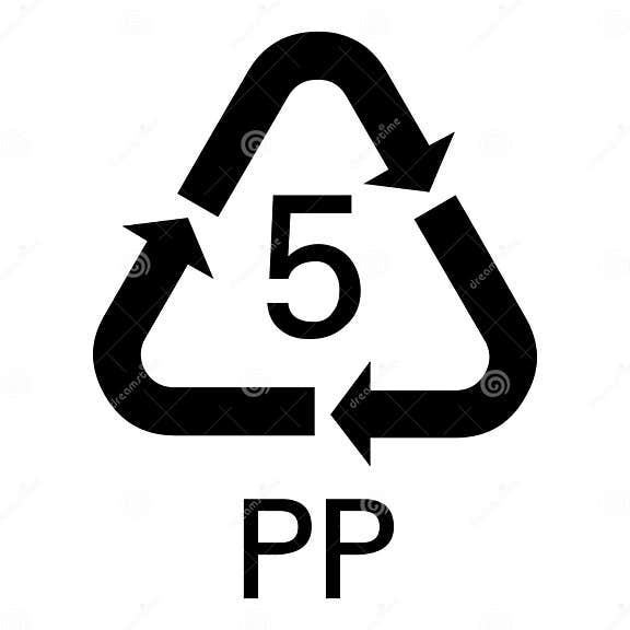 Plastic Polypropylene Recycling Code PP 5 Symbol Stock Illustration ...