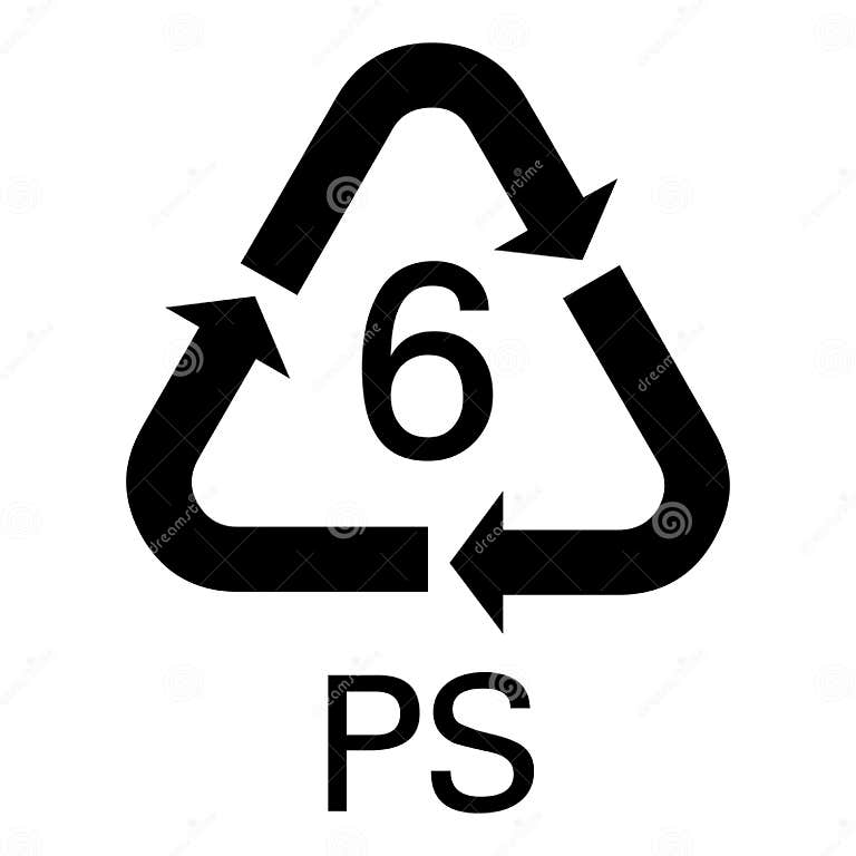 Plastic Polystyrene Recycling Code PS 6 Symbol Stock Illustration ...