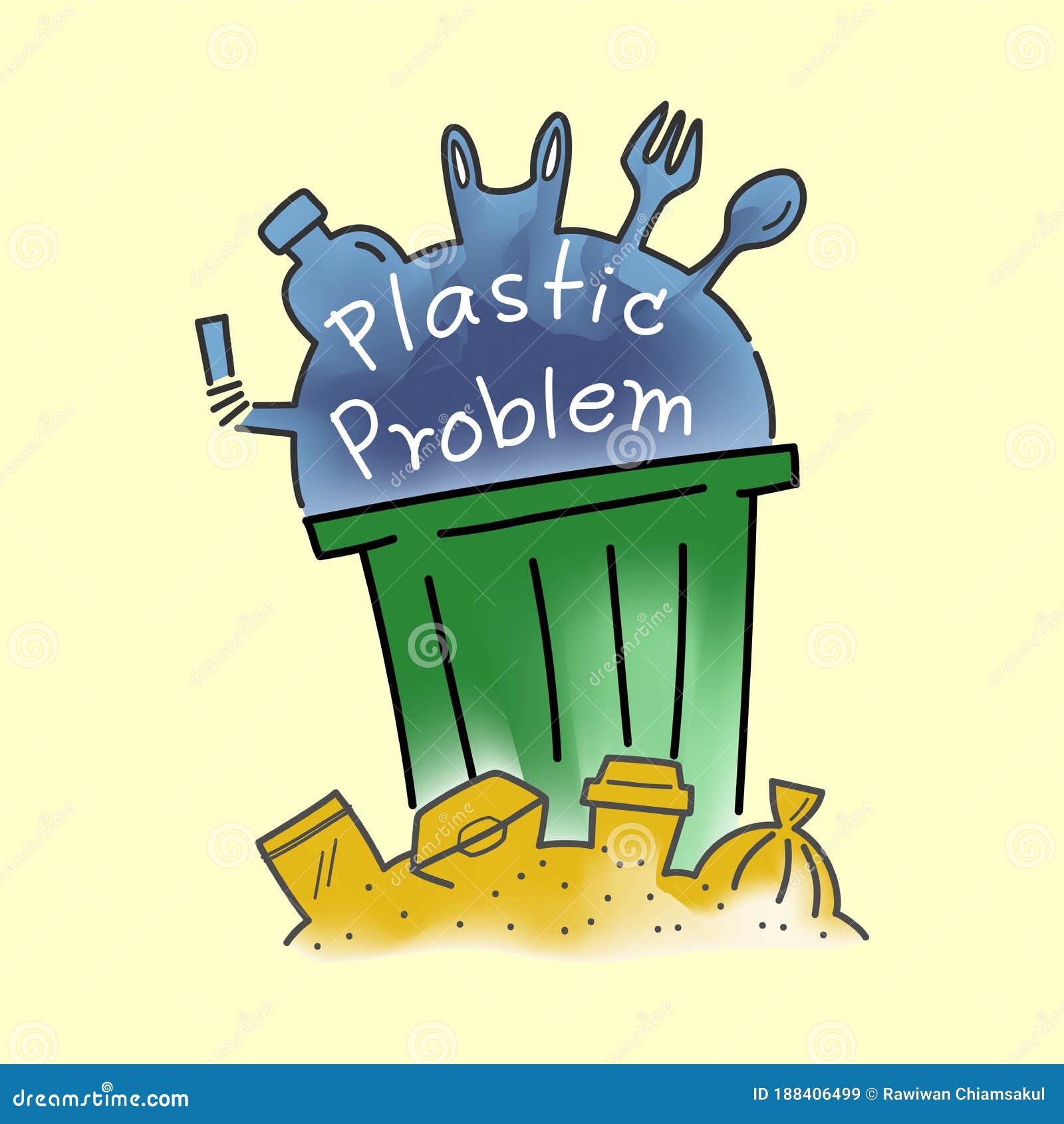 Plastic Waste Problem stock vector. Illustration of disposable - 188406499
