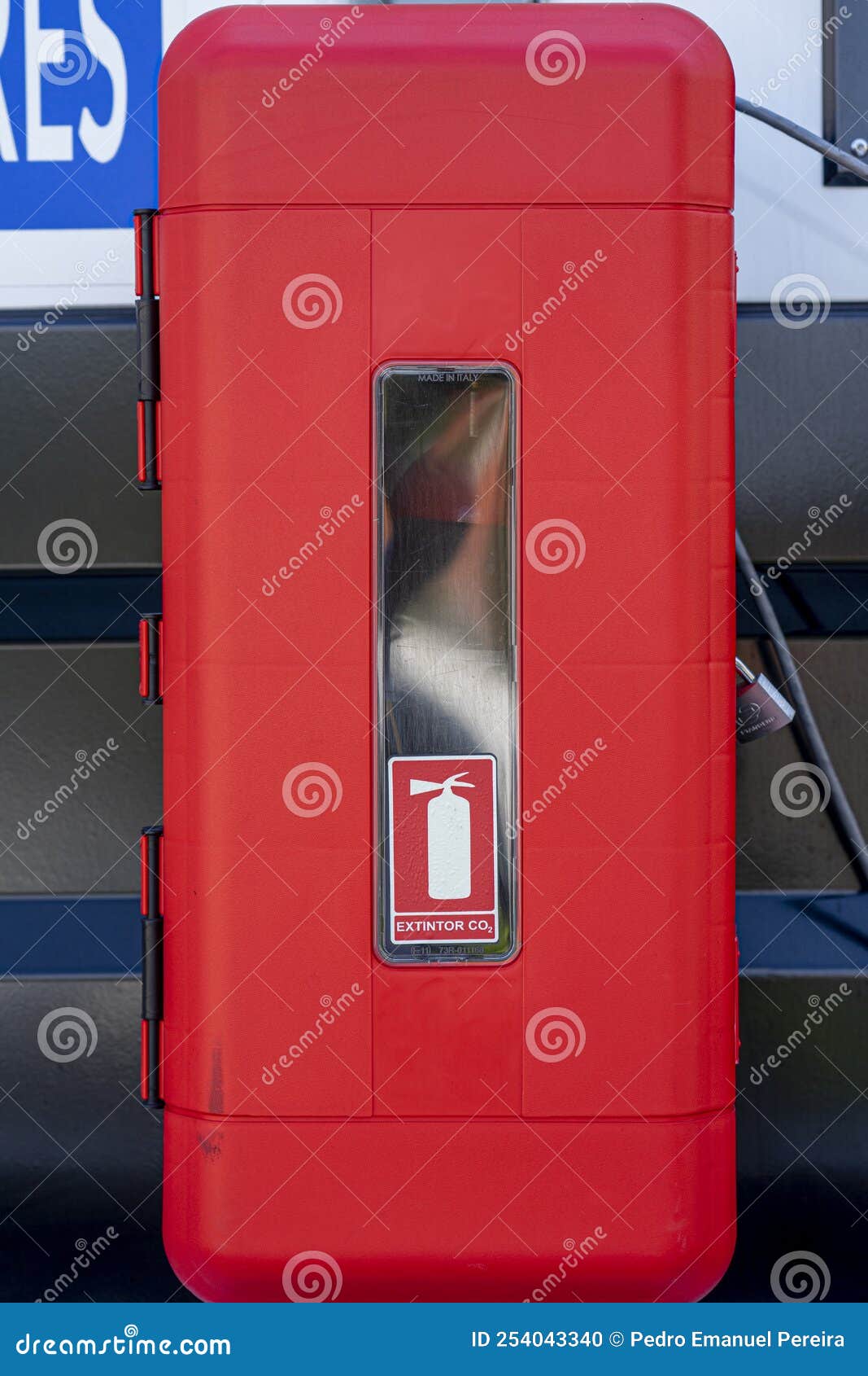 Plastic Protection in Rectangular Shape for Fire Extinguisher. Stock ...