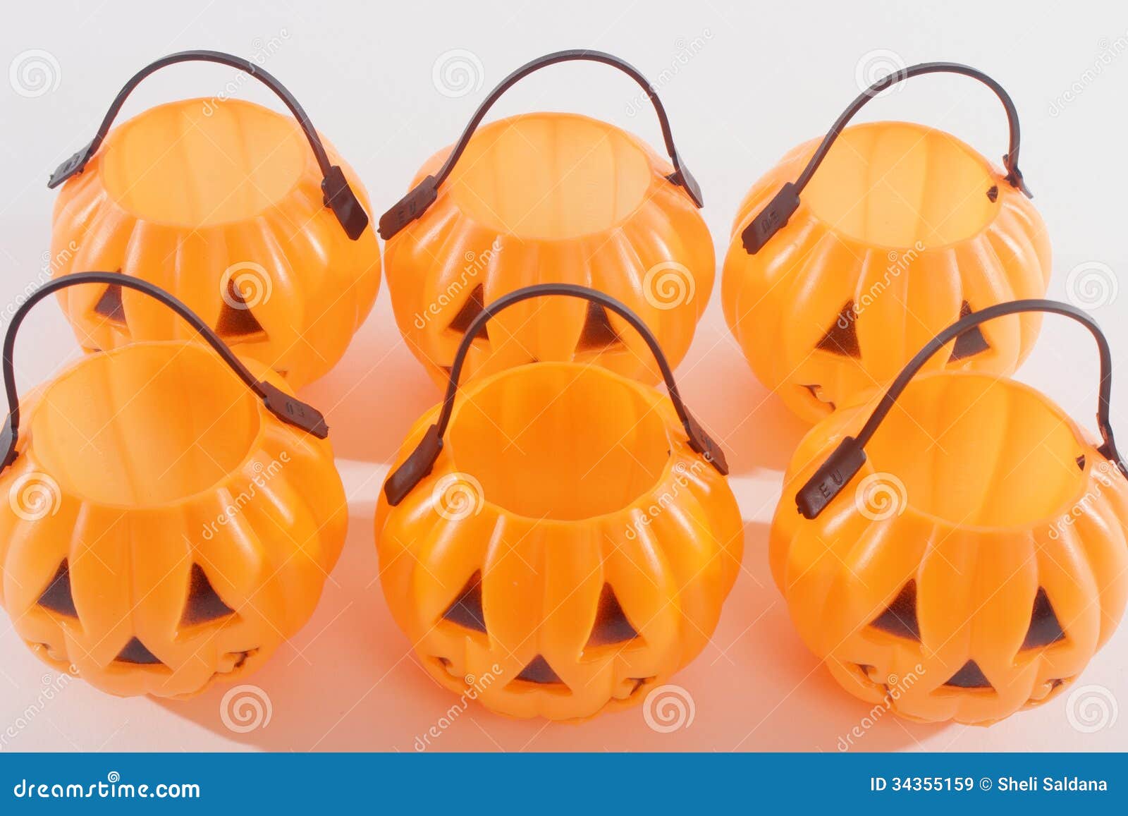 Plastic Pumpkins stock image. Image of trick, bucket - 34355159