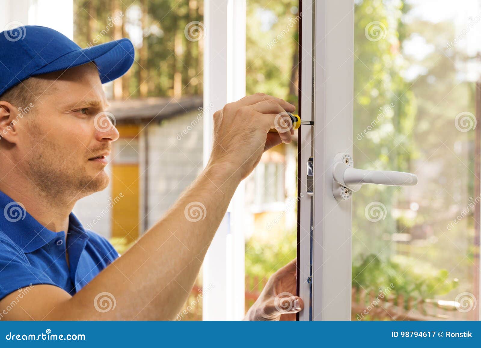 Plastic Window Installation and Maintenance Service Stock Image - Image ...