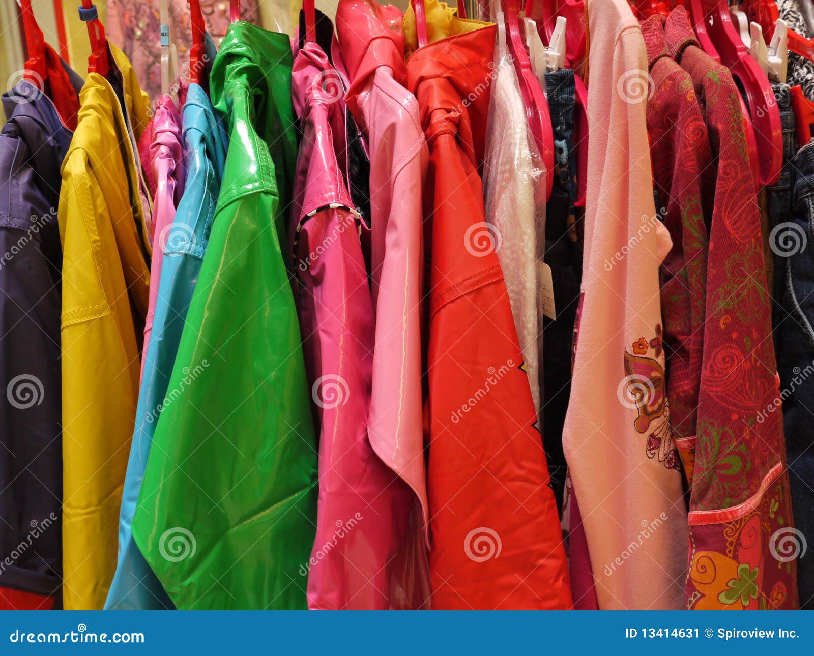 Plastic raincoats stock image. Image of pink, colorful - 13414631