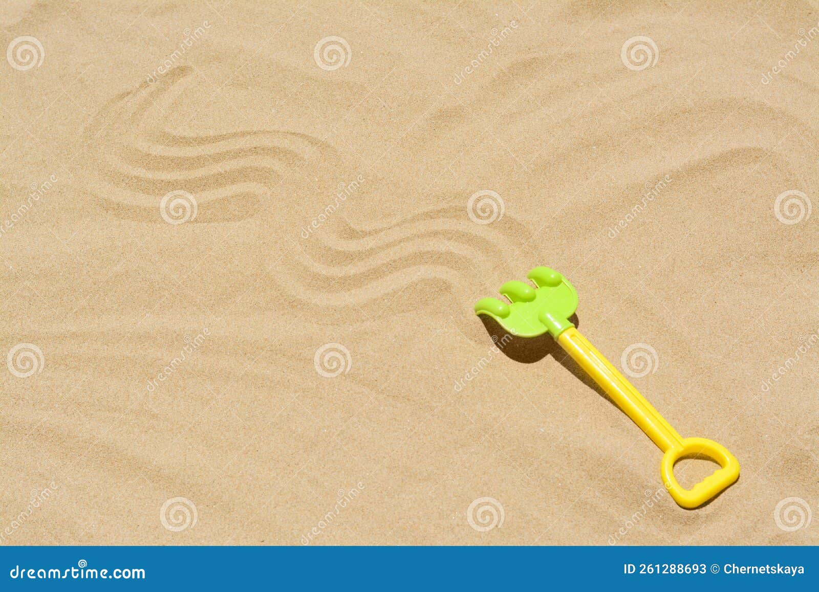 Plastic Rake on Sand, Space for Text. Beach Toy Stock Image - Image of ...
