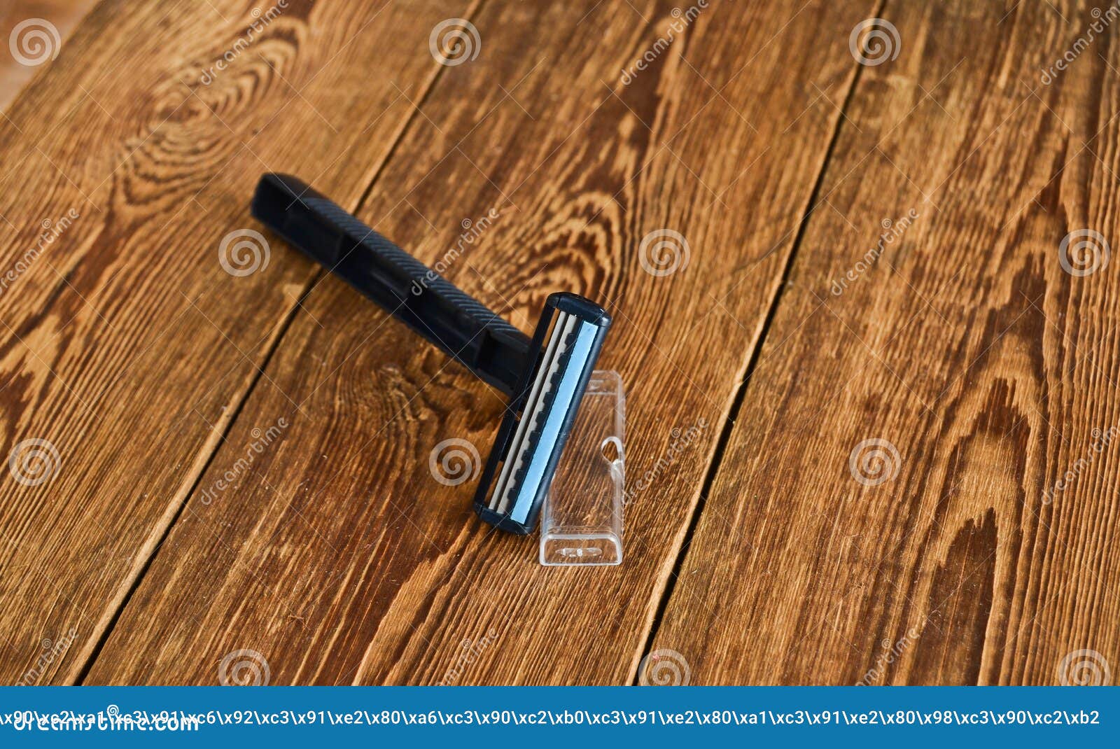 Plastic Razor on a Wooden Table. Top View Stock Image - Image of ...