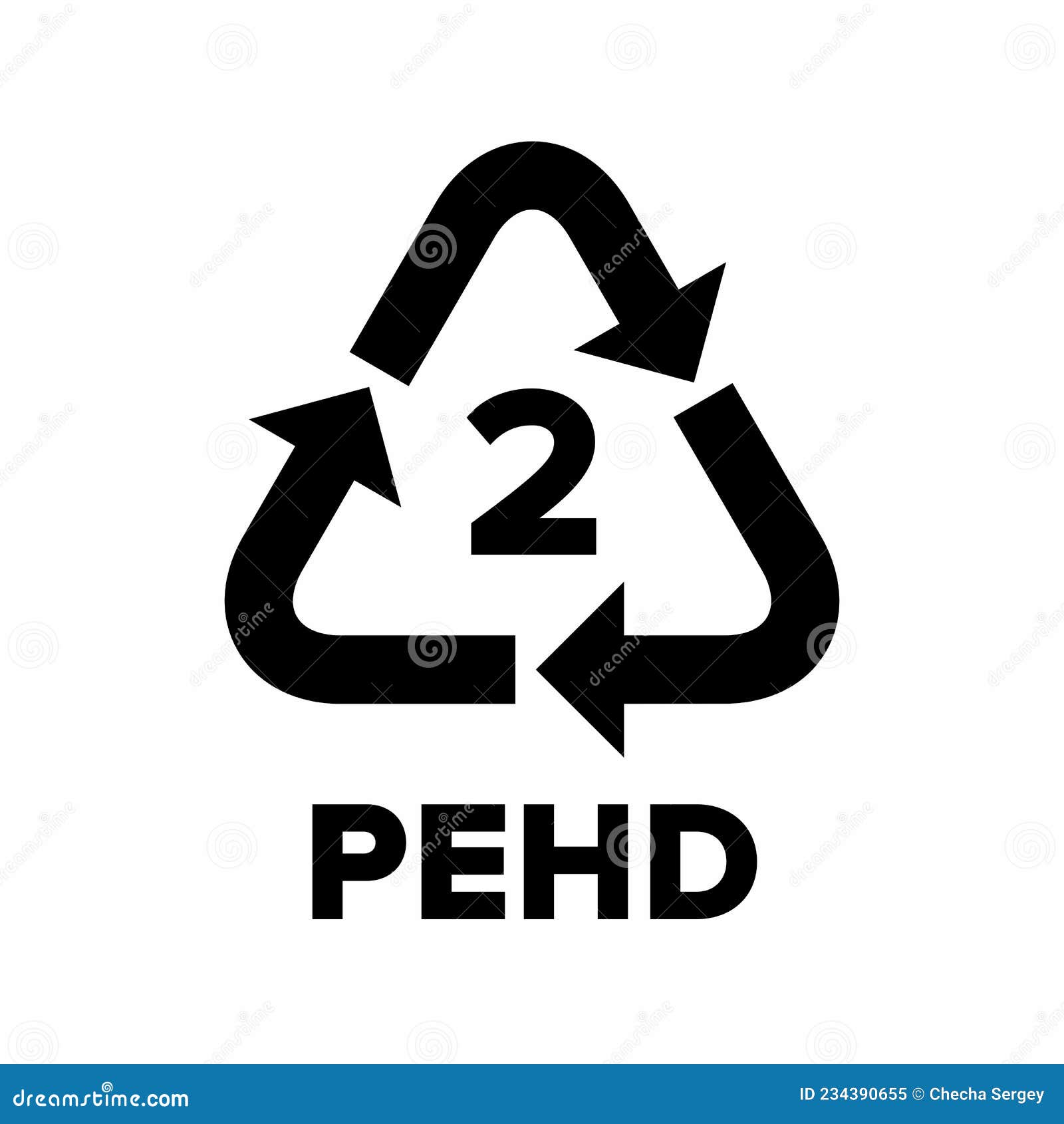Plastic Recycling Code Applied To Packaging (PEHD, HDPE, PE). Cartoon ...