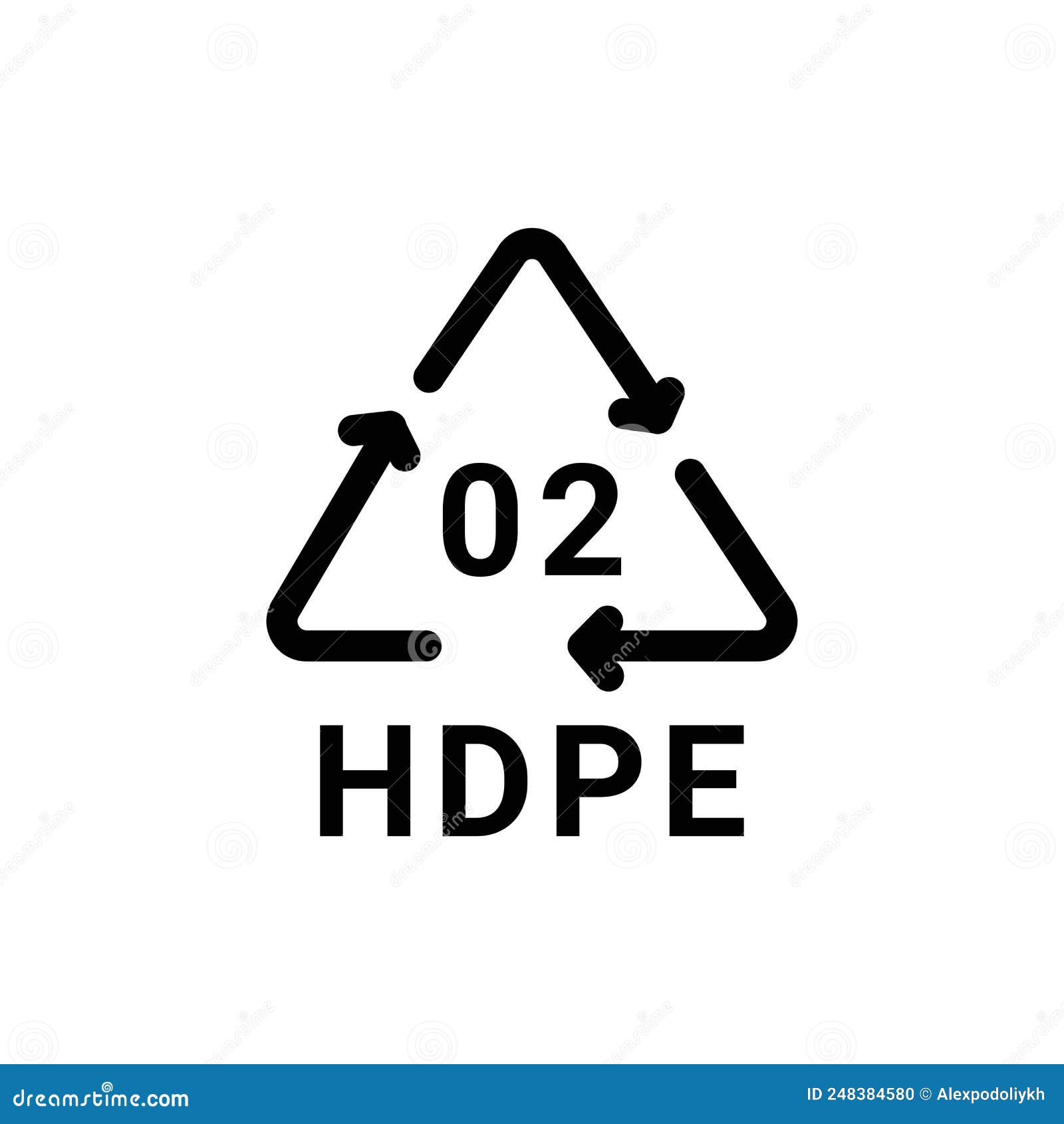 Plastic Recycling Code HDPE 2 Line Icon. Consumption Code Polyethylene ...