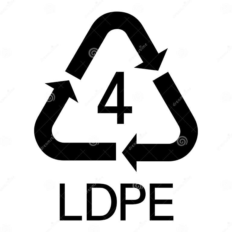 Plastic Recycling Code LDPE 4 Symbol Stock Illustration - Illustration ...