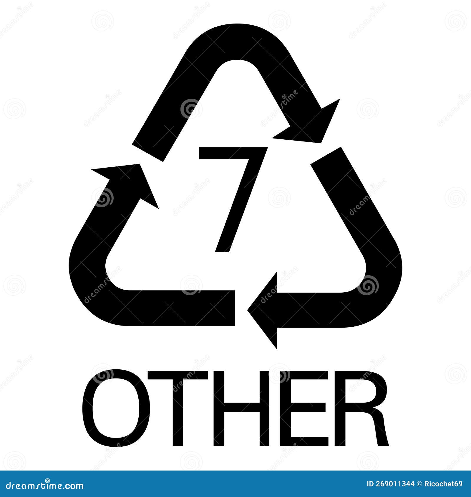 Plastic Recycling Code Other 7 Symbol Stock Illustration - Illustration ...