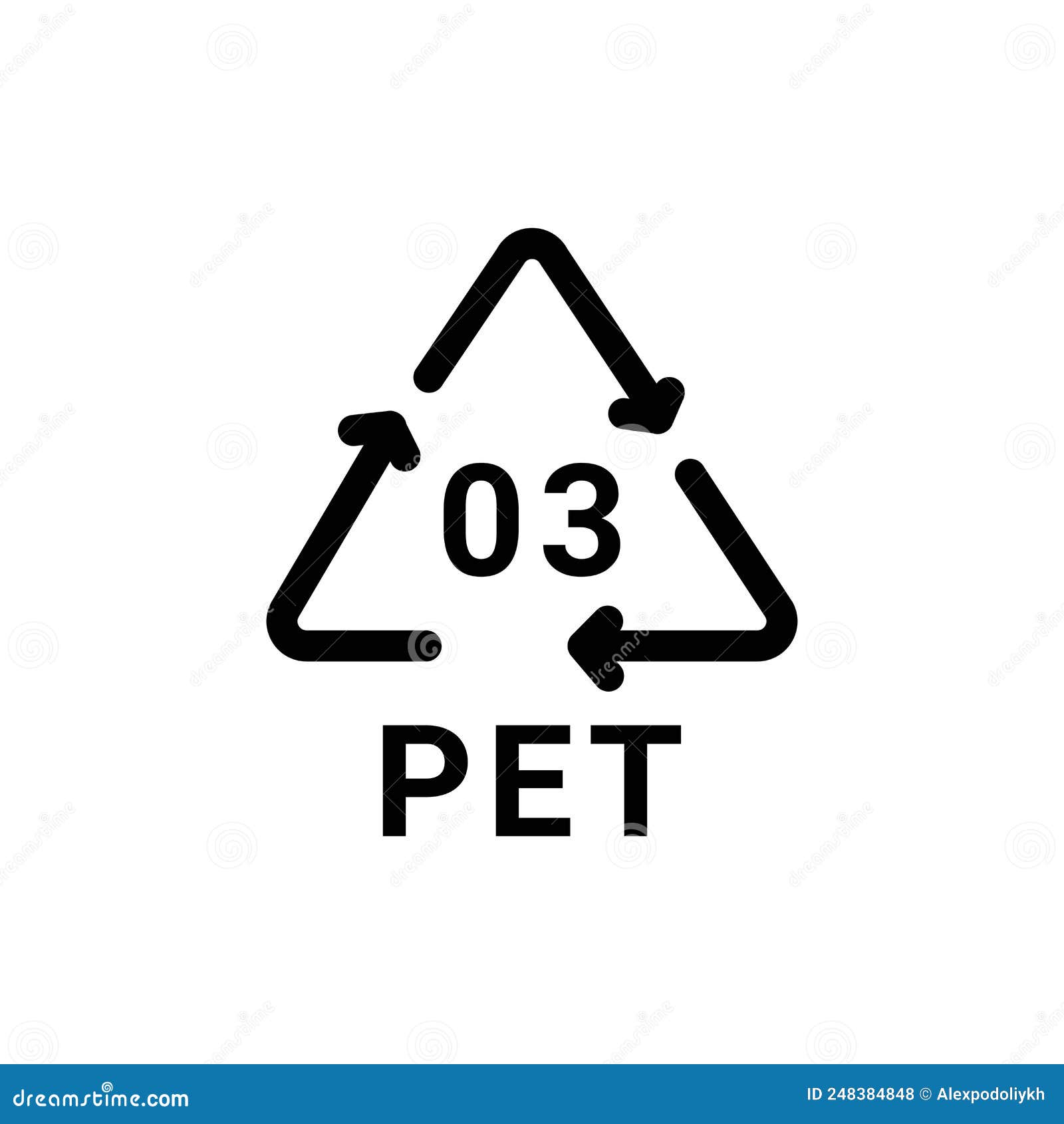 Plastic Recycling Code PET 03 Line Icon. Consumption Code Polyethylene ...