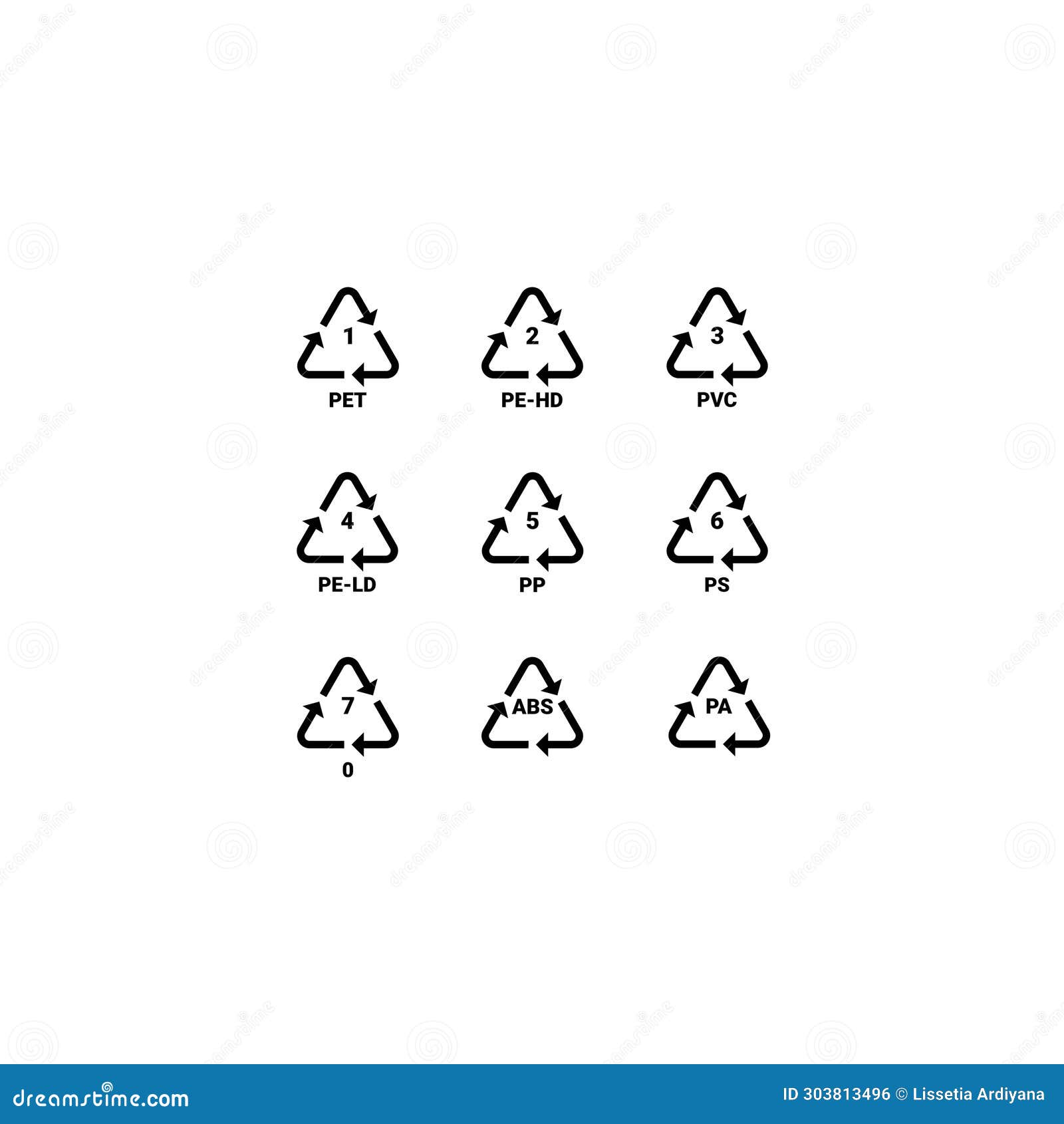 Plastic Recycling Codes Vector Graphics Stock Vector - Illustration of ...
