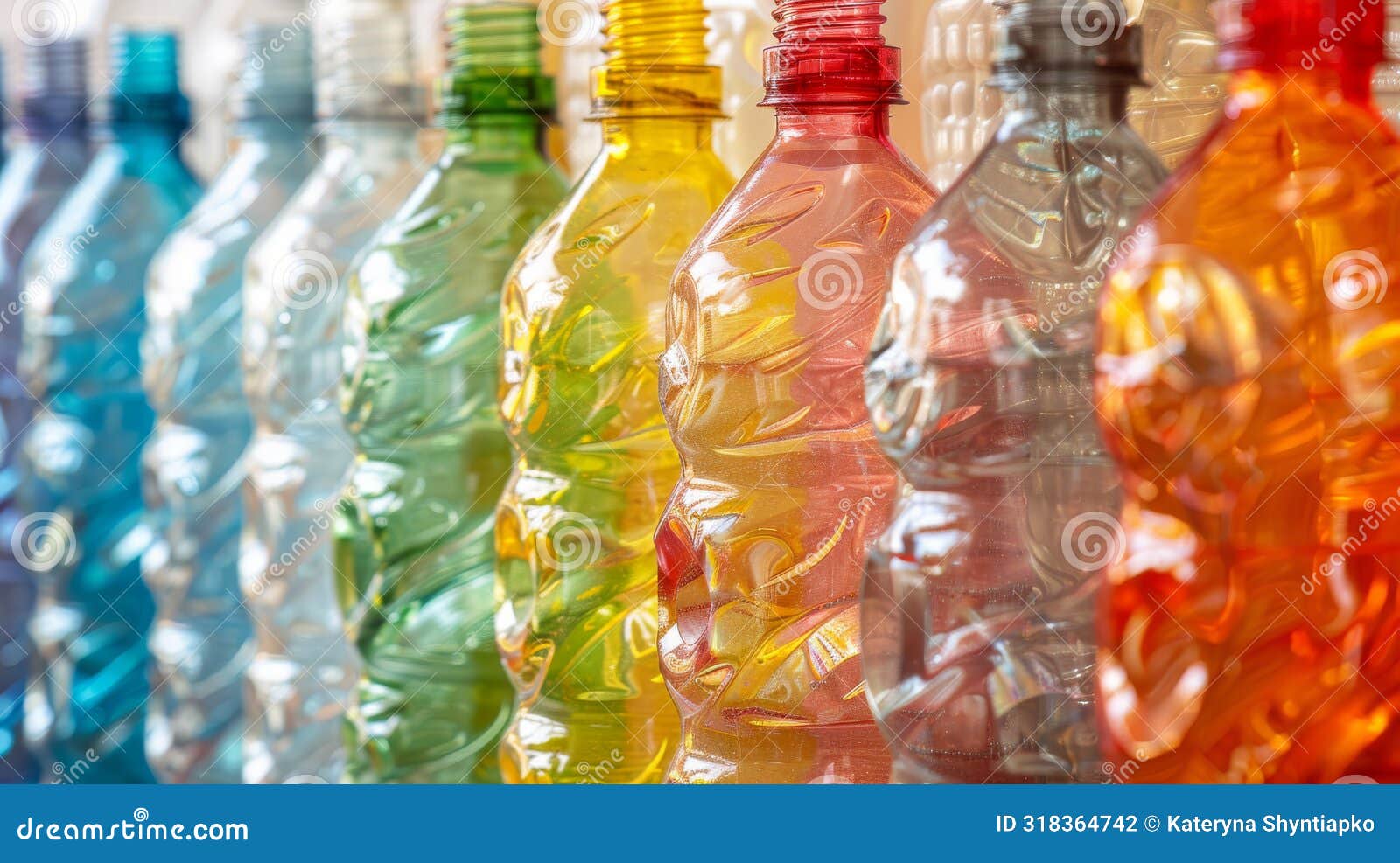 Plastic Recycling. Empty Colored Plastic Bottle for Water or Drinks ...