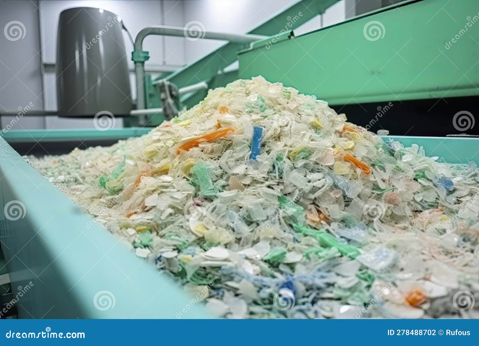 Plastic Recycling Plant. Conveyor with Shredded Plastic Stock ...