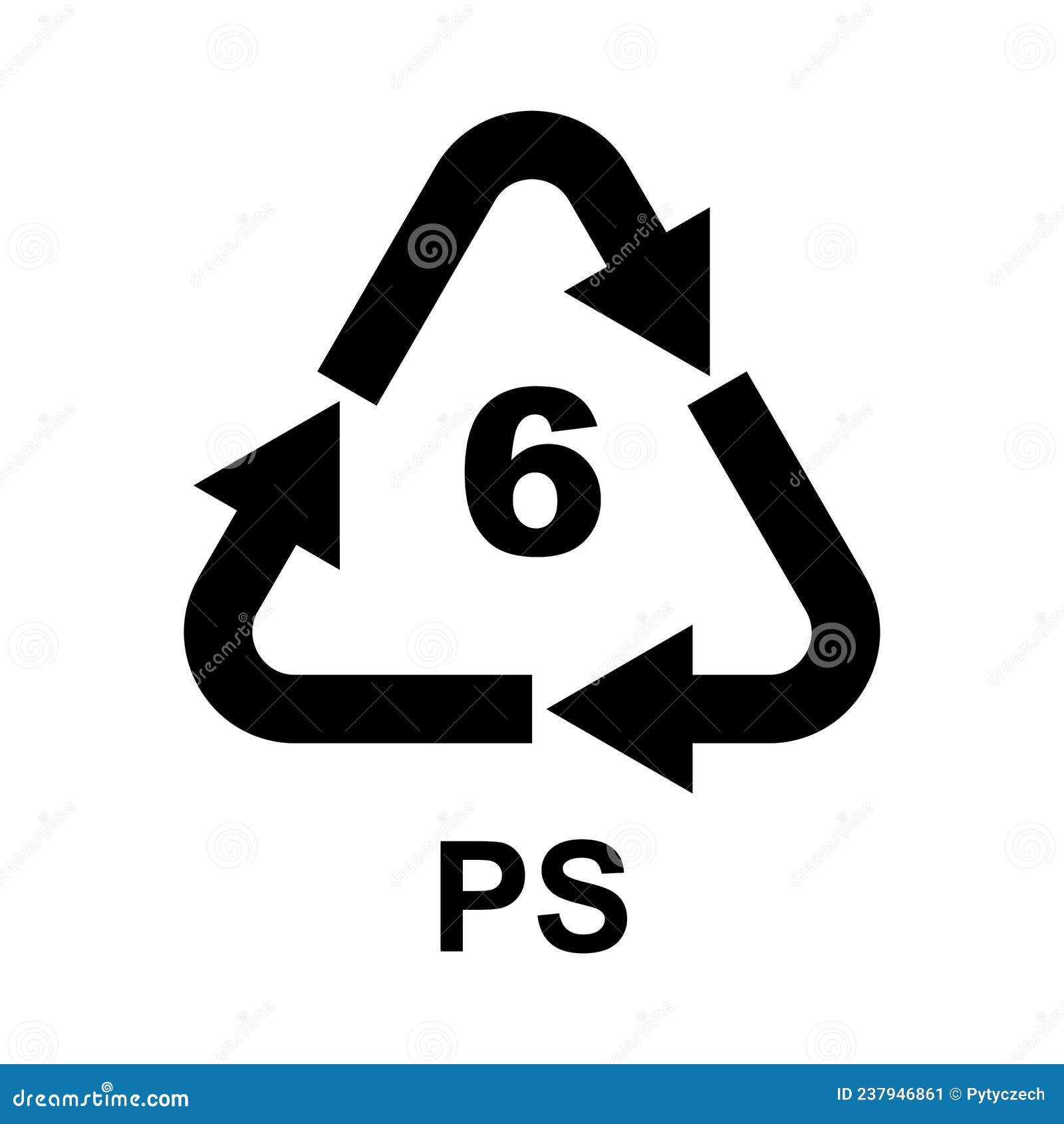 Plastic Recycling Symbol Class 6 PS Stock Vector - Illustration of ...