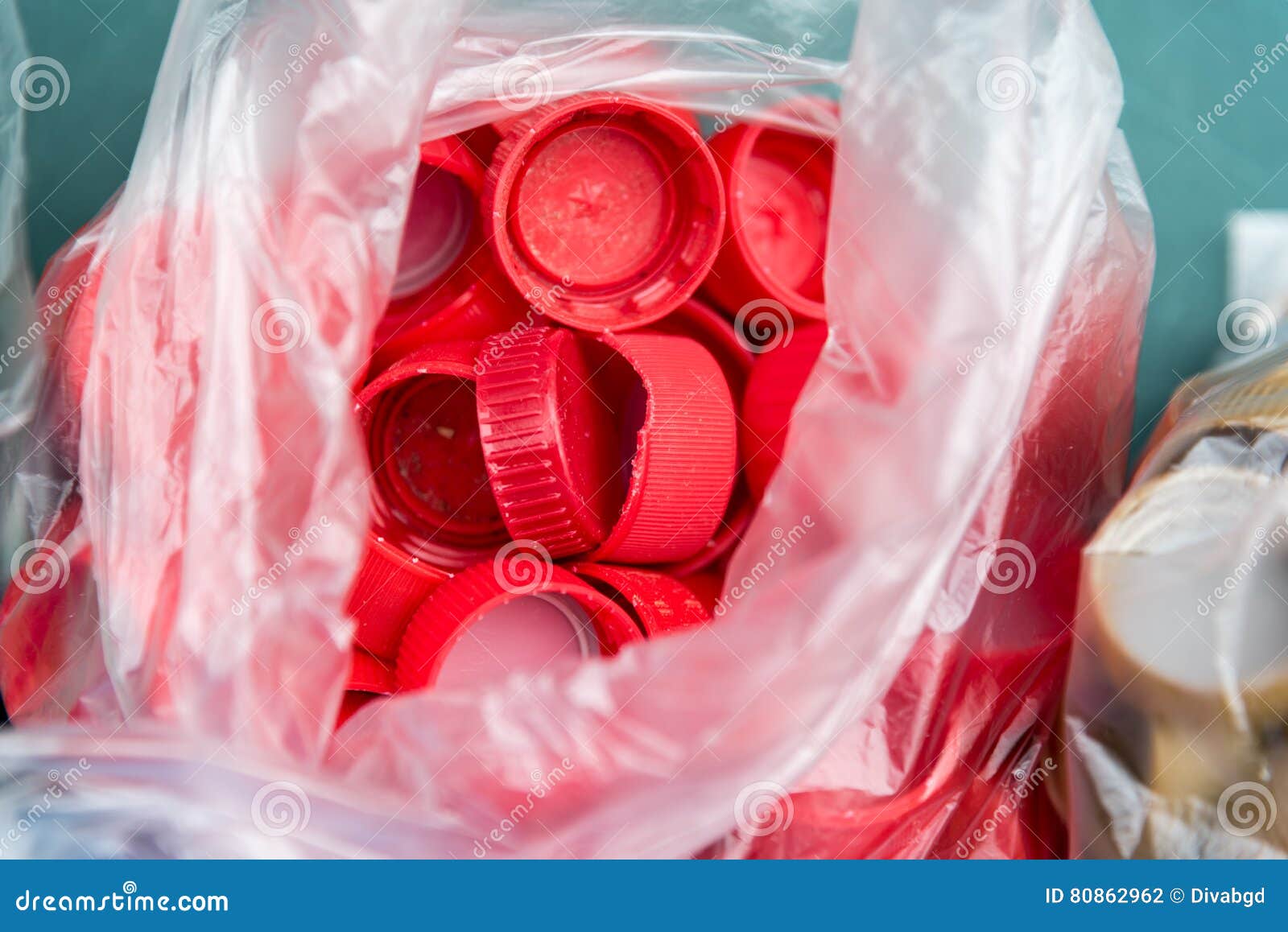 Plastic red bottle caps stock photo. Image of recycle - 80862962