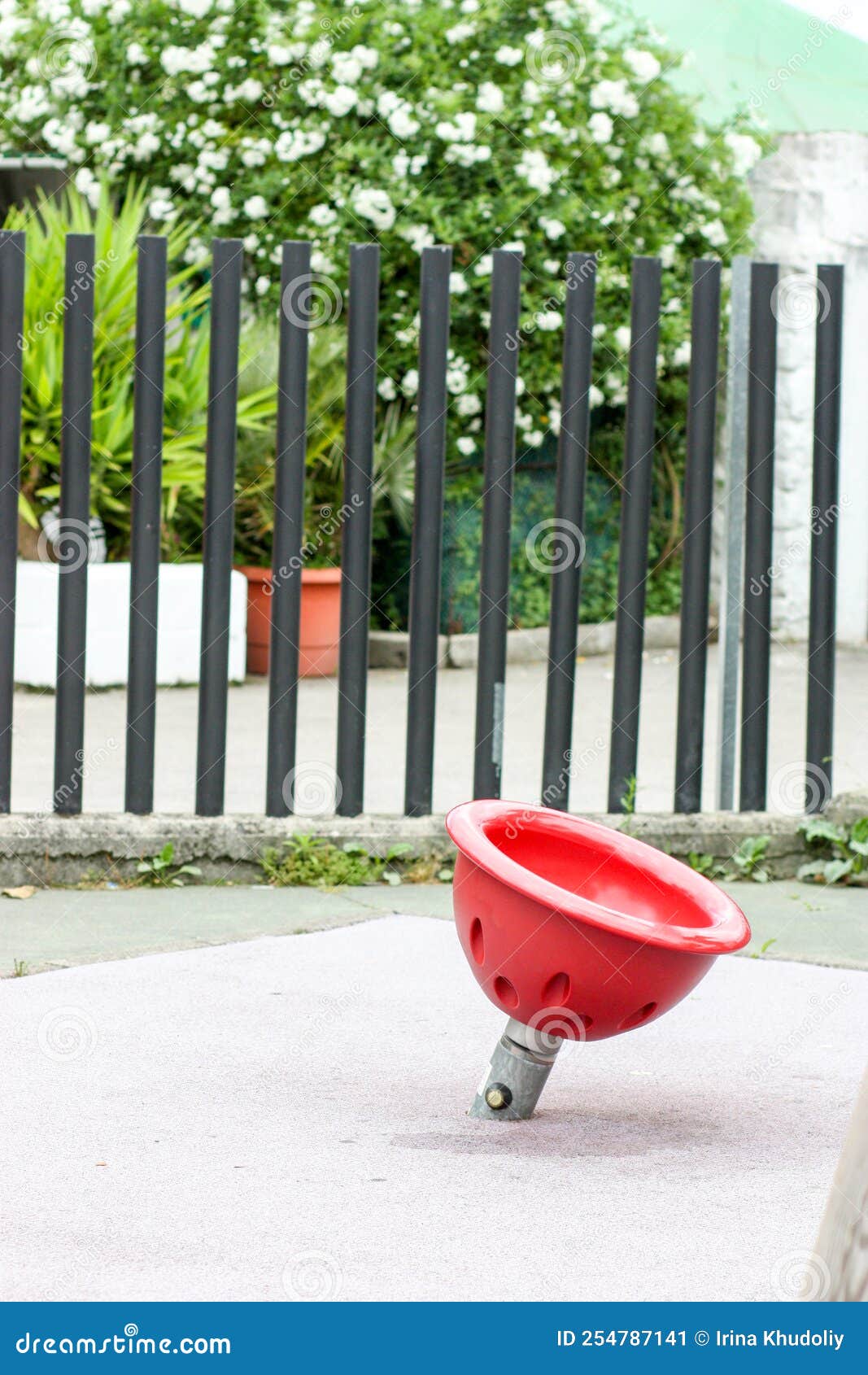 Plastic Red Carousel on the Playground Stock Image - Image of outdoor ...