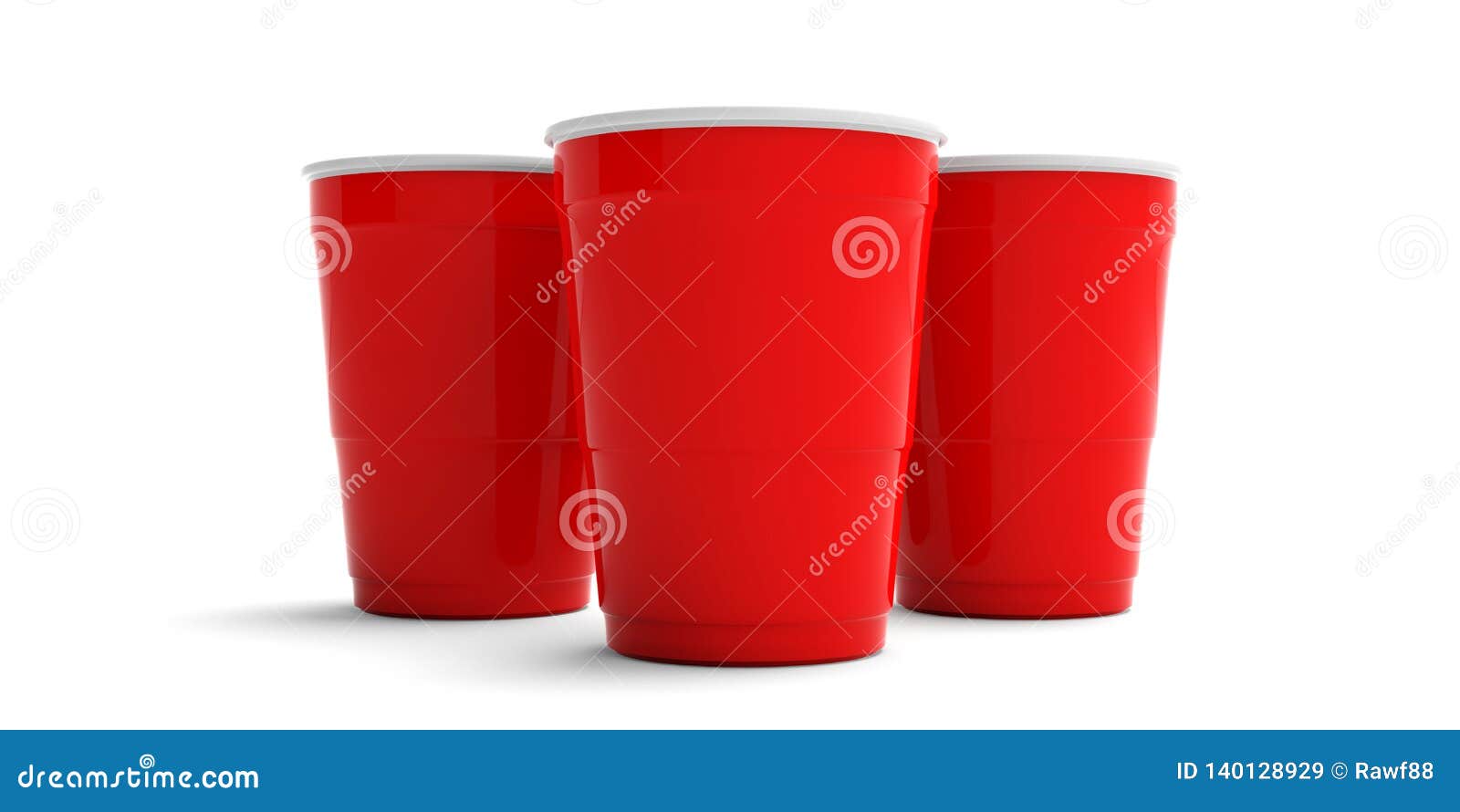 Plastic Red Color Cups Isolated on White Background. 3d Illustration ...